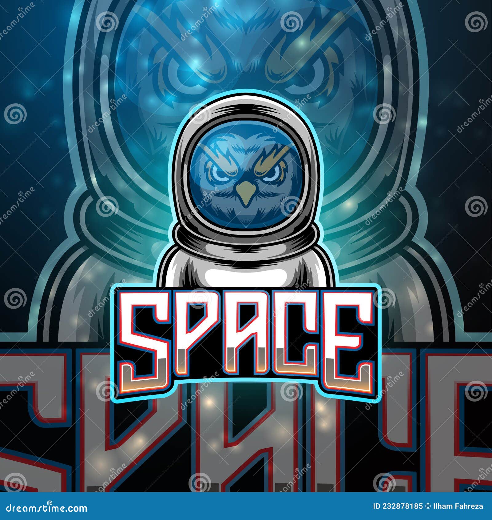 Space Owl Esport Mascot Logo Design Stock Vector - Illustration of ...
