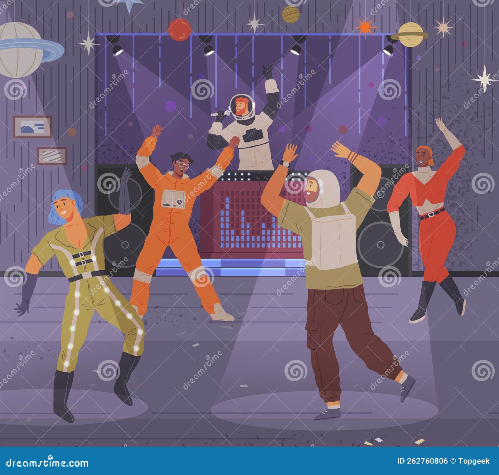 Party Astronauts Retro Dancing Spaceman Disco Entertainment Poster