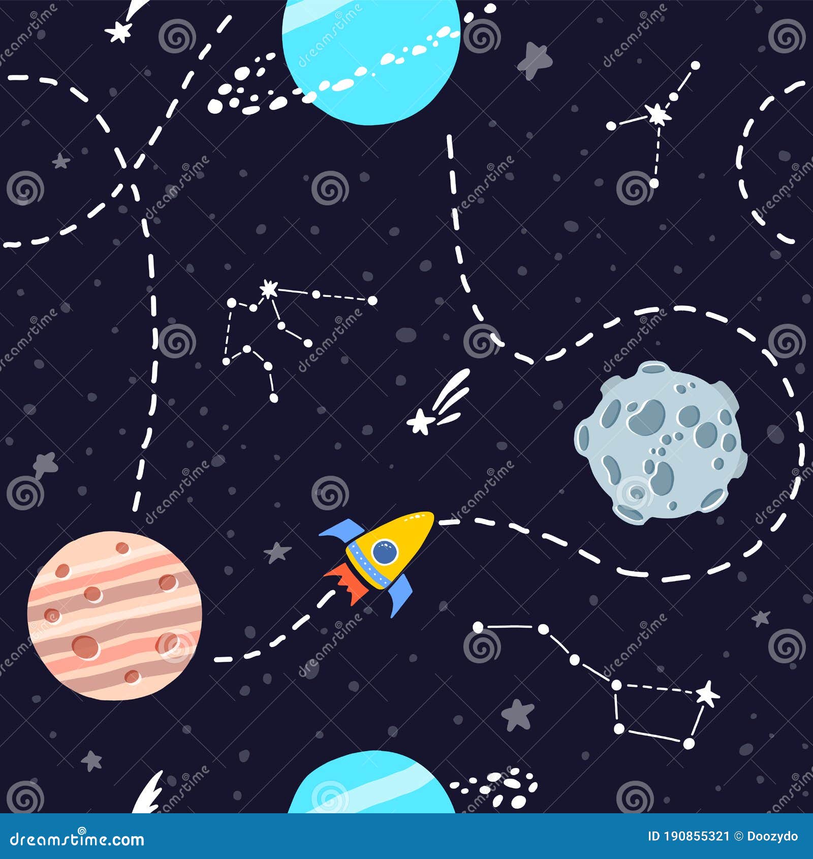 Space Pattern with Planets and Stars. Cute Design Stock Vector ...