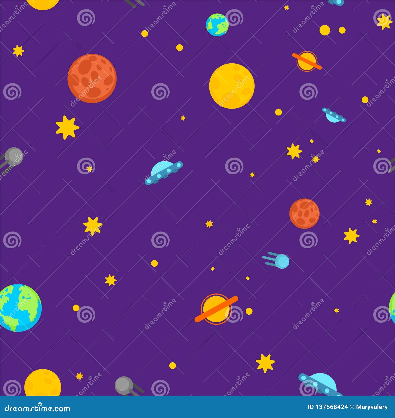 Space Pattern Seamless. Universe Background. Vector Textire ...