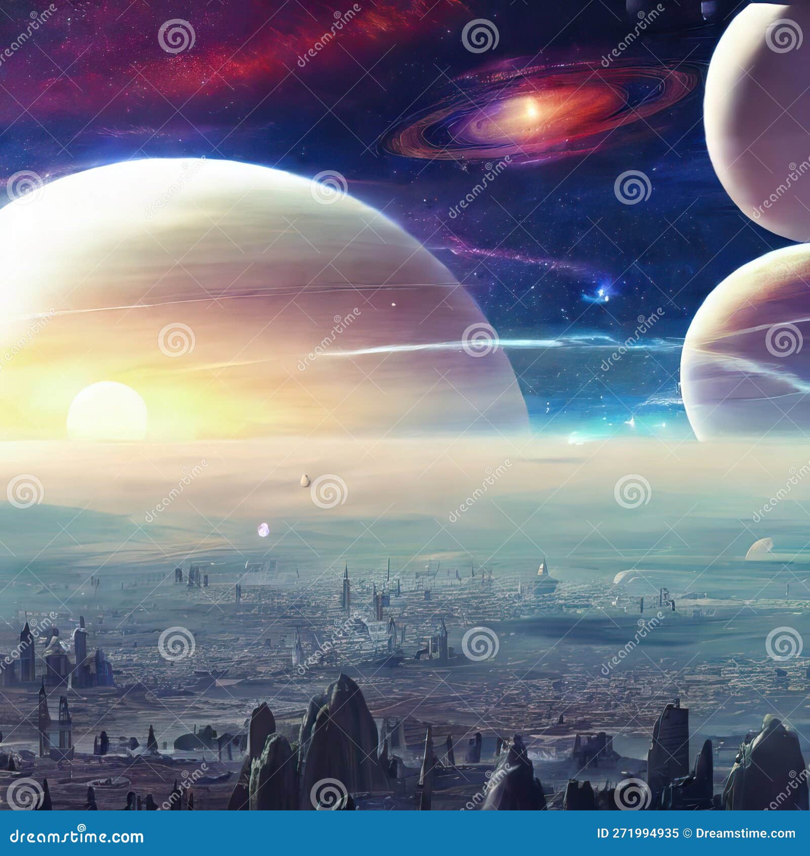 Space And Planet Background Planets Surface With Craters Stars And Comets In Dark Space