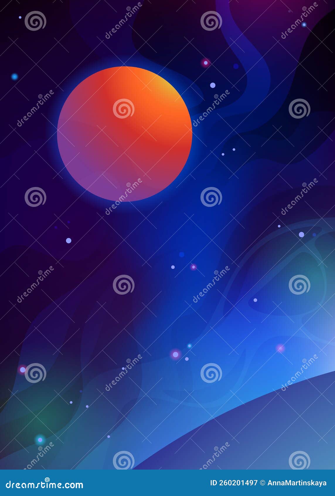 Space and Planet Background. Planet and Stars in Dark Space. Vector ...