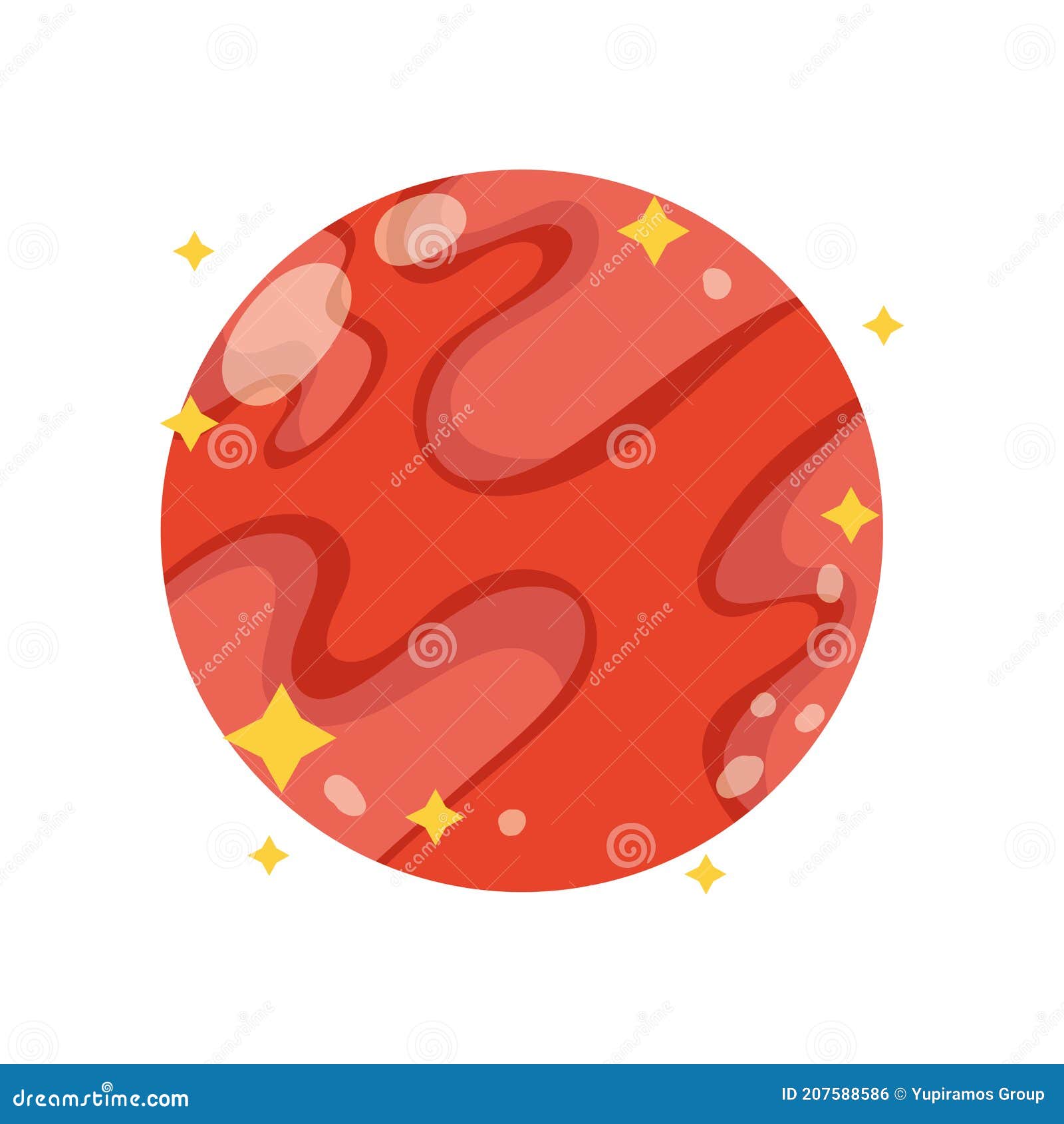 Space Planet Mars Astronomy Adventure Explore Cartoon Flat Style Stock ...