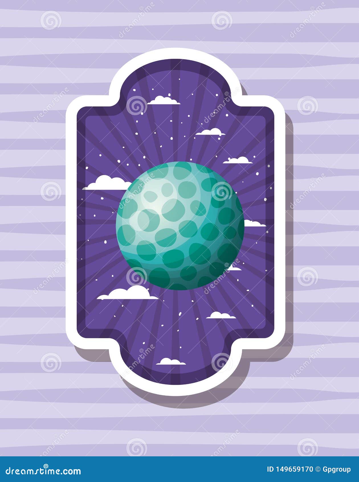 Space Planet Over Striped Label Design Vector Illustration Stock Vector ...
