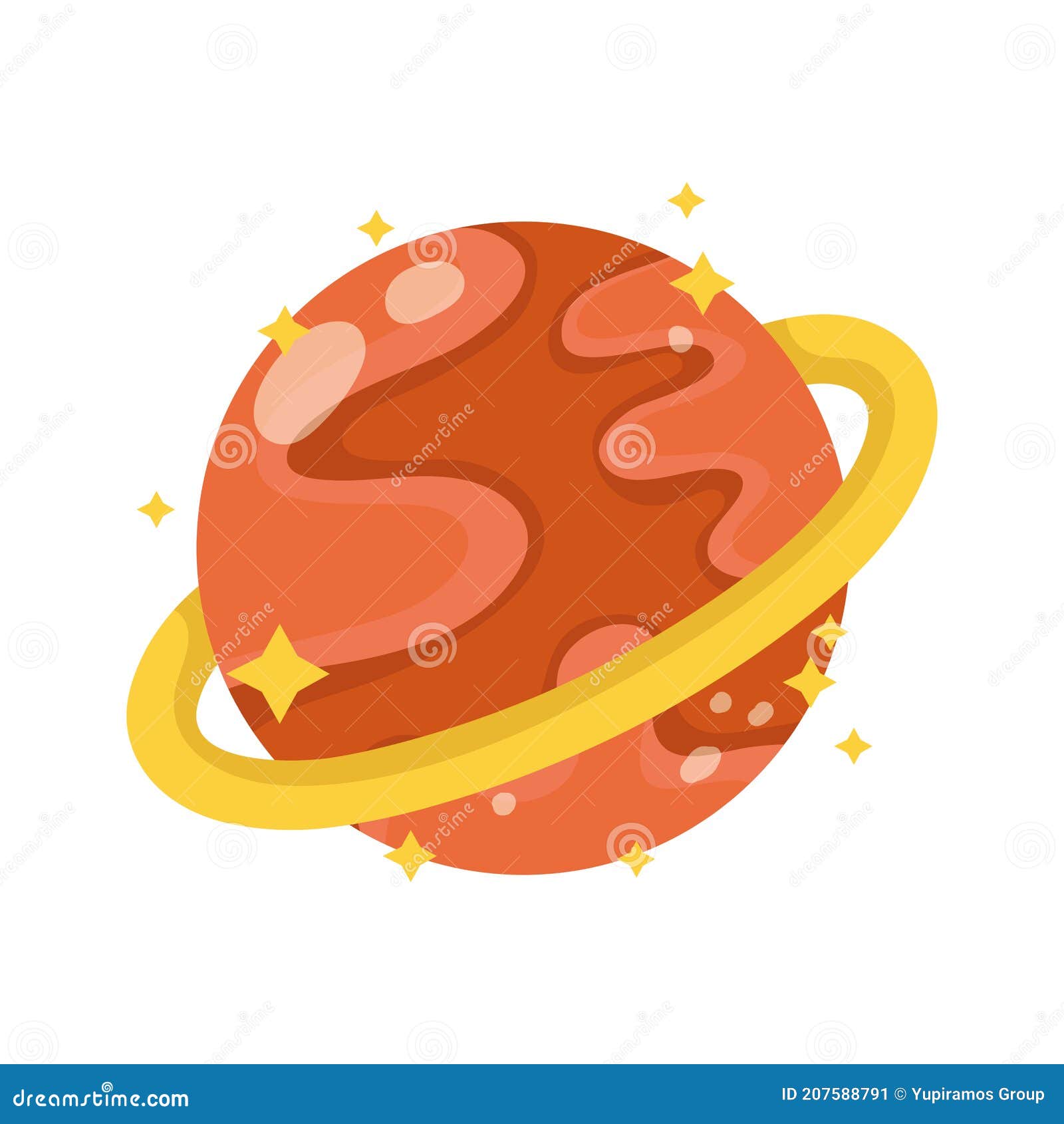 Space Planet Saturn Astronomy Adventure Explore Cartoon Flat Style ...