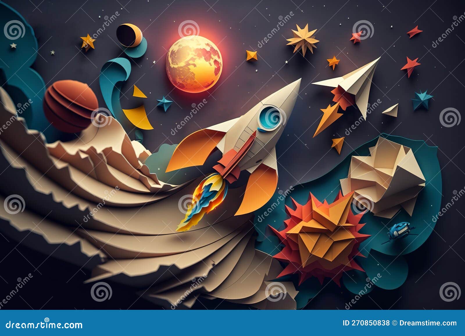 Space Planet Surface Papercut. Stock Illustration - Illustration of ...