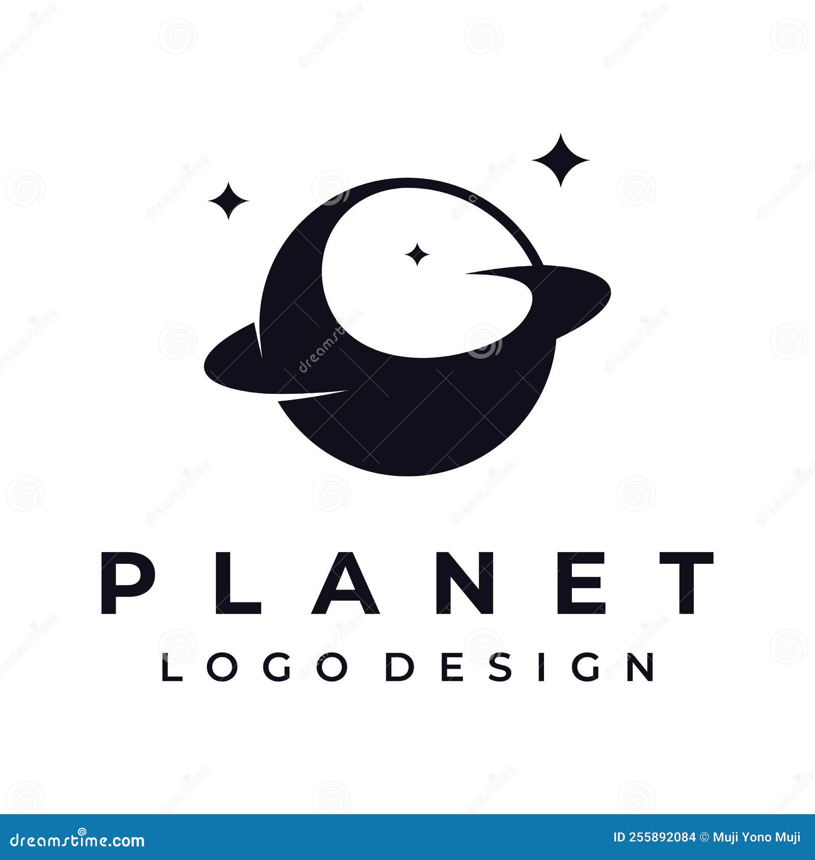 Space Planet Template Logo Vector Design Surrounded by Rings or Orbits ...