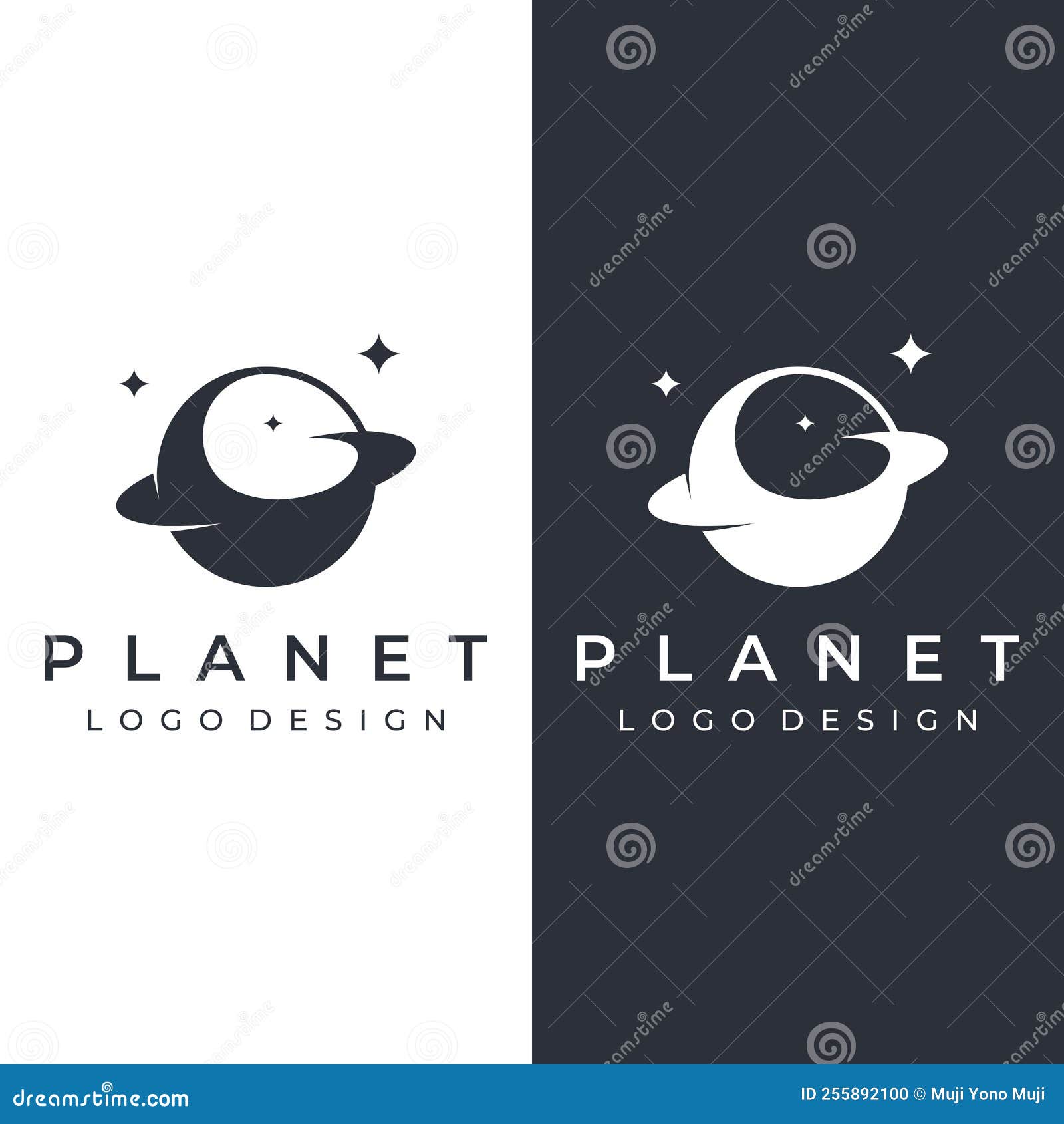 Space Planet Template Logo Vector Design Surrounded by Rings or Orbits ...