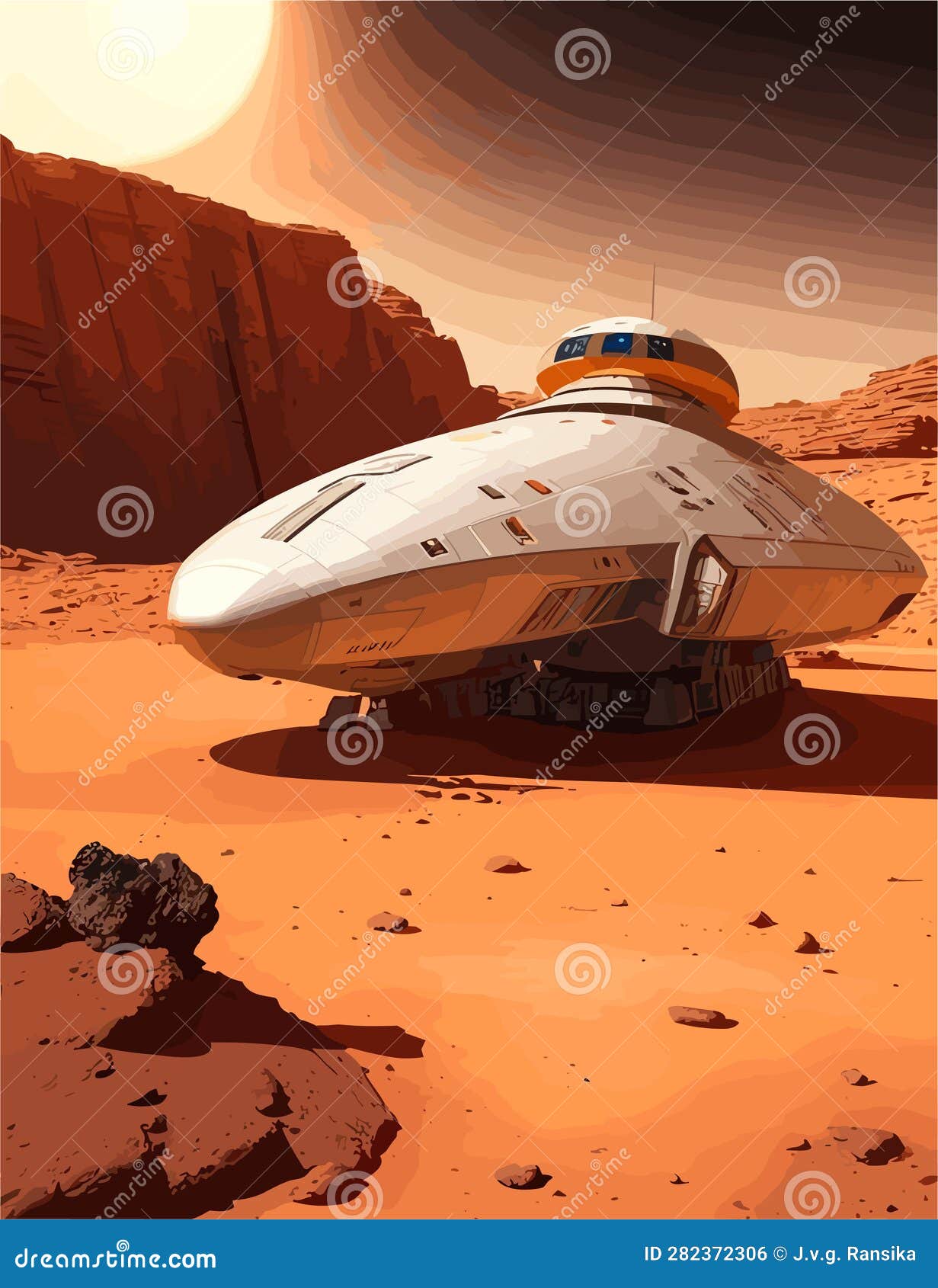 Space Planet View with Spaceship Stock Vector - Illustration of planet ...