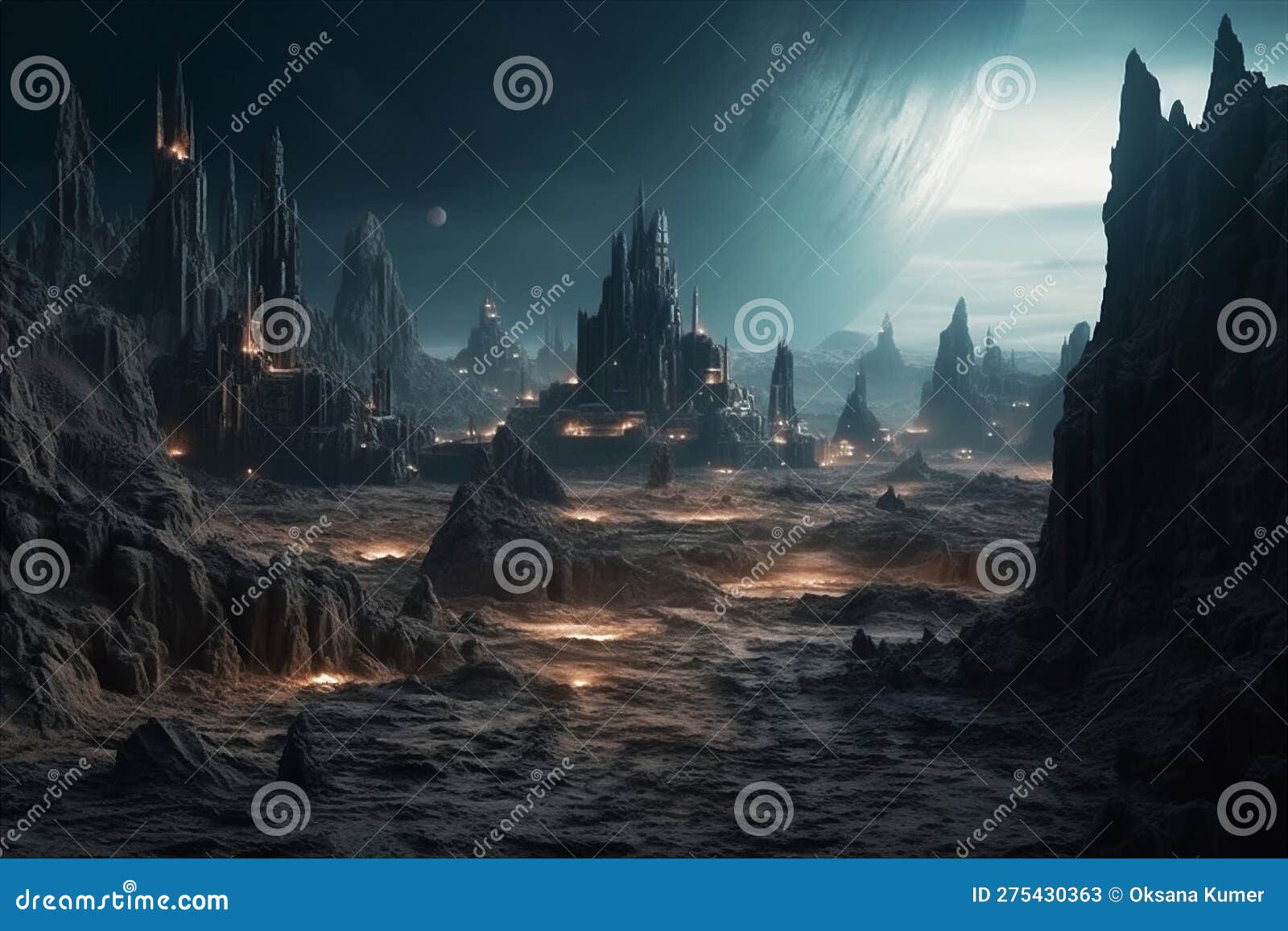 Space Planetary Citadel In Space With Lifeless Planets. AI Generated ...