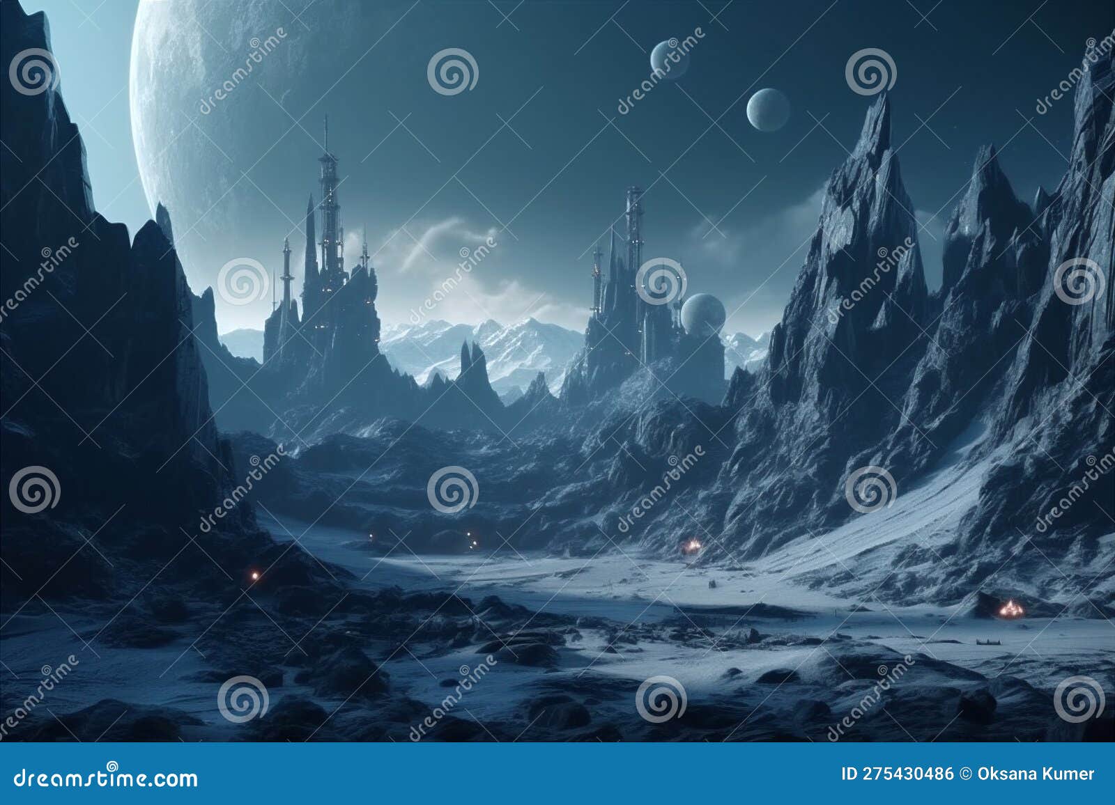 Space Planetary Citadel In Space With Lifeless Planets. AI Generated ...