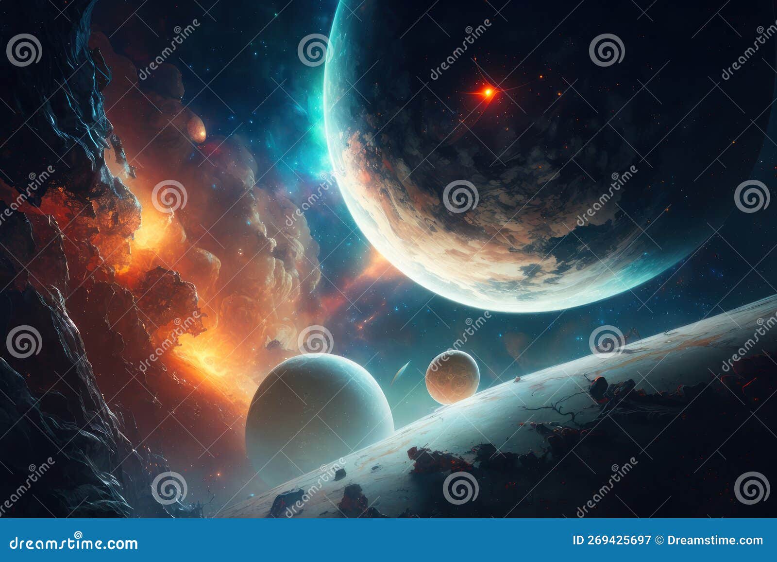 Space, Planets. AI Generative Stock Illustration - Illustration of ...