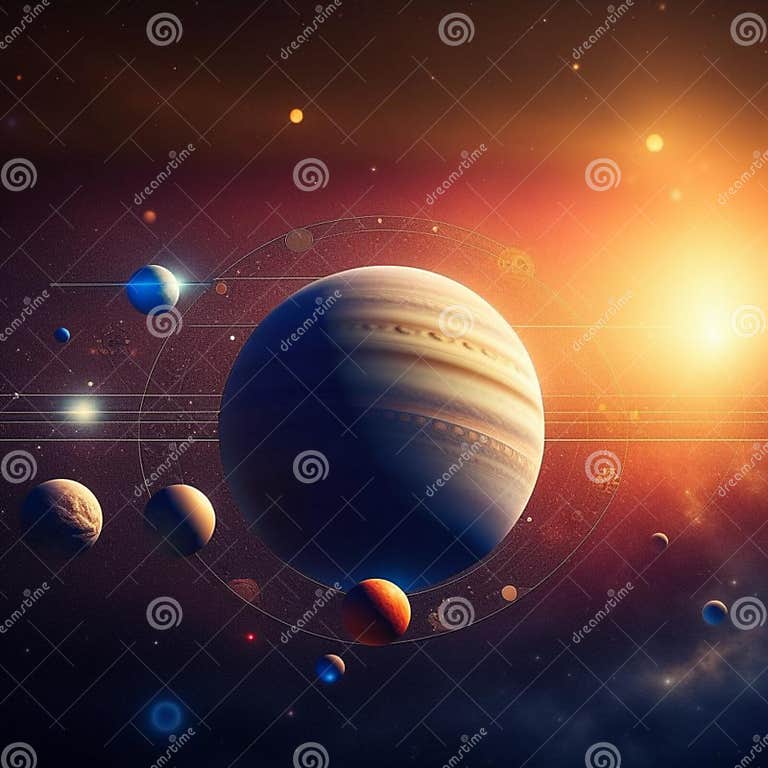 Space and Planets from Another Solar System. Abstract Background, Futuristic Systems of Planets ...