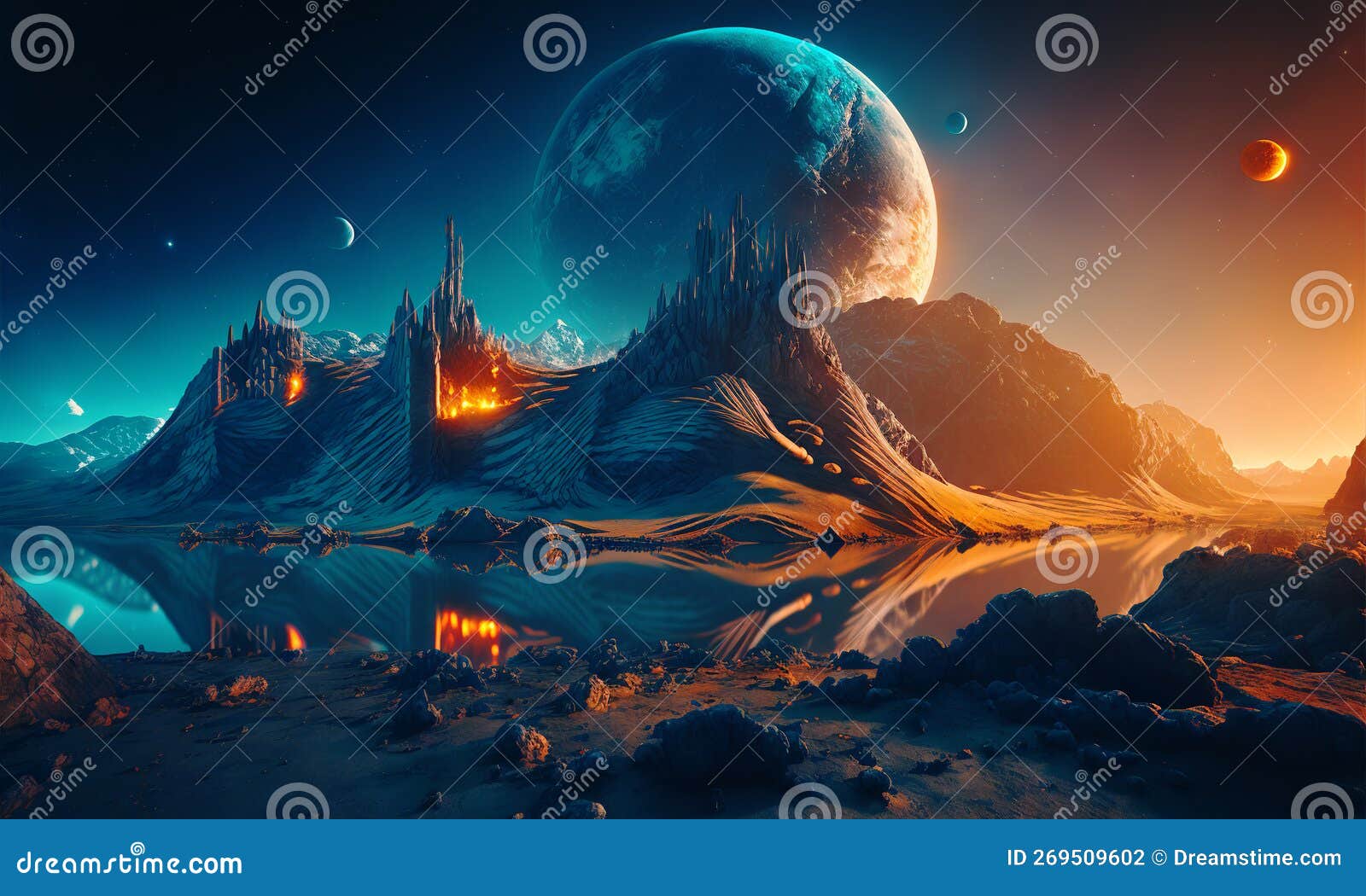 Space Planets Background. Distant Planetscape in Cosmos with Exoplanets ...