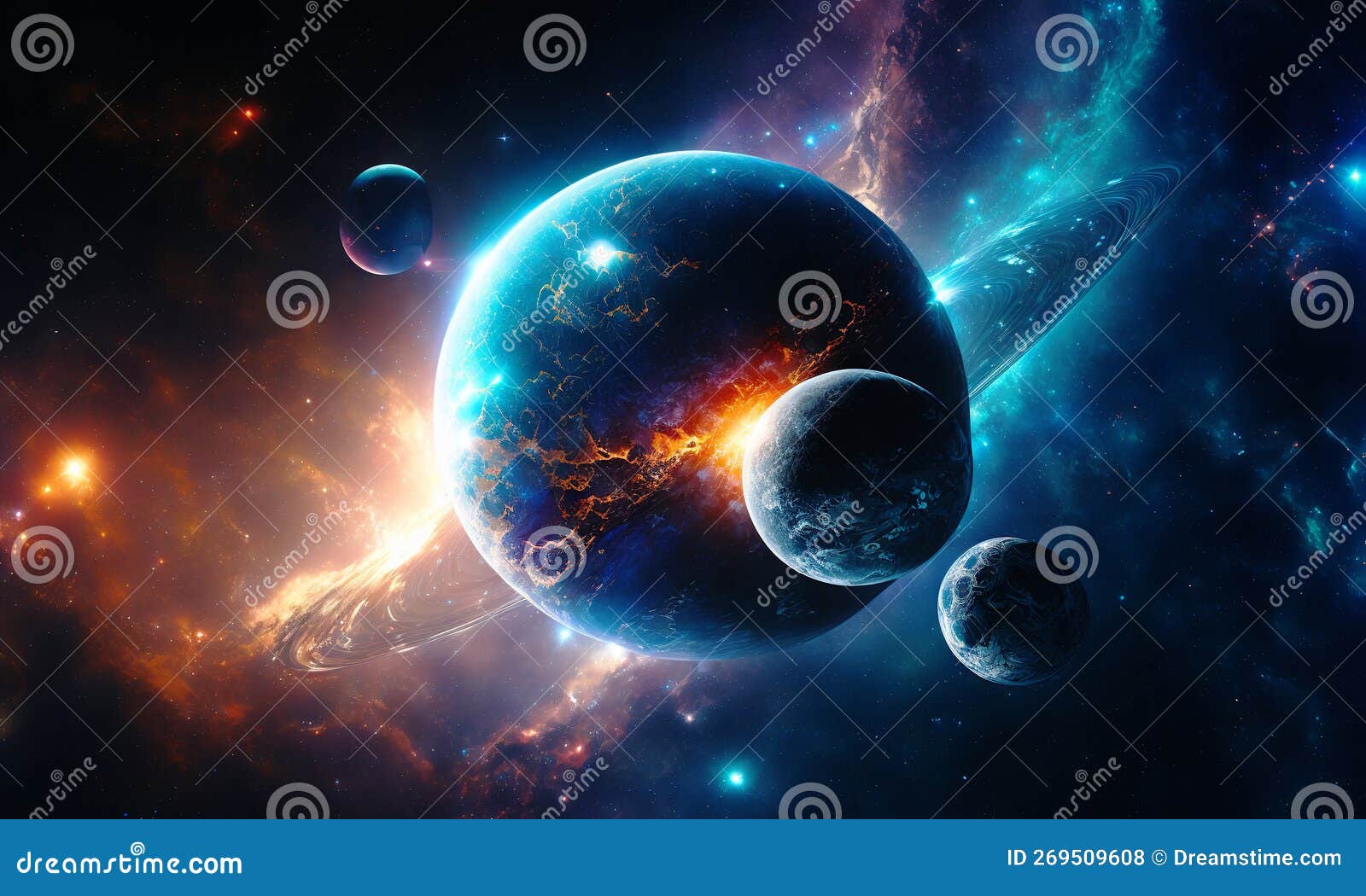 Space Planets Background. Distant Planetscape in Cosmos with Exoplanets ...