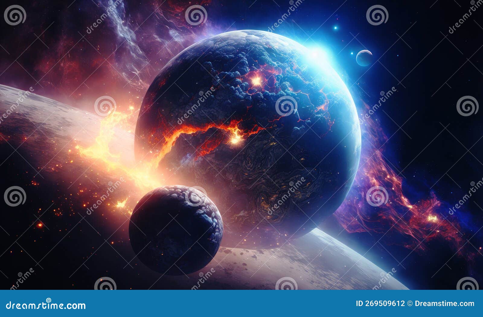 Space Planets Background. Distant Planetscape in Cosmos with Exoplanets ...