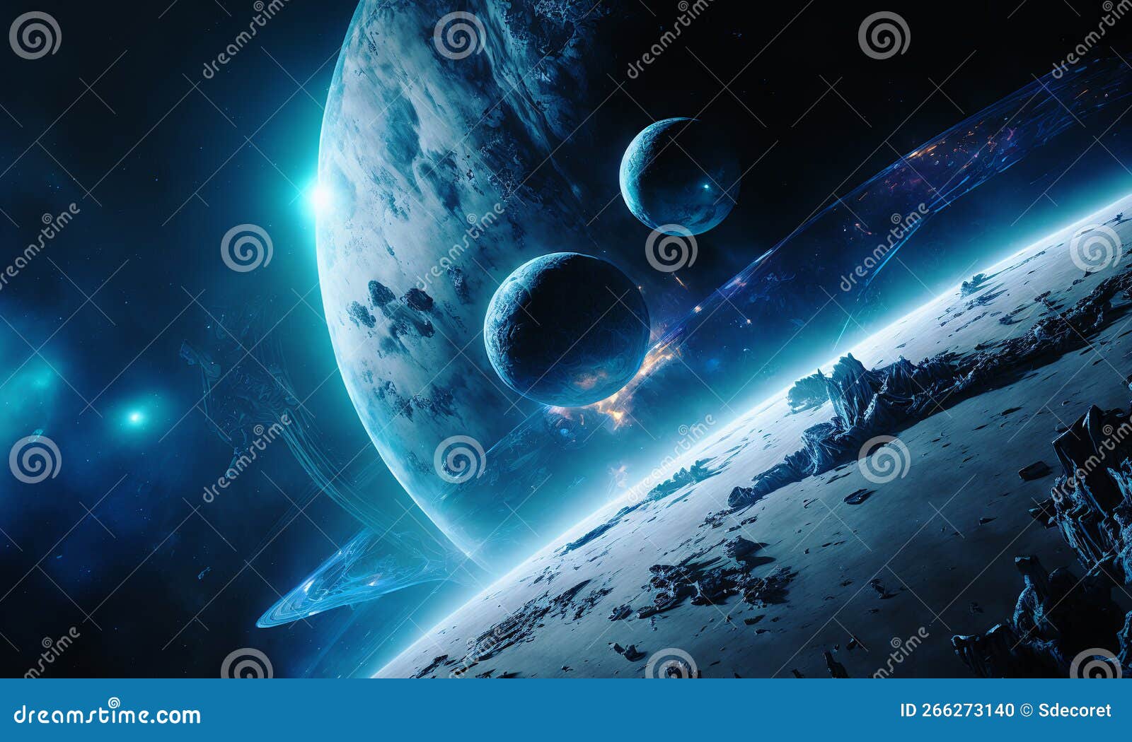 Space Planets Background. Distant Planetscape in Cosmos with Exoplanets ...