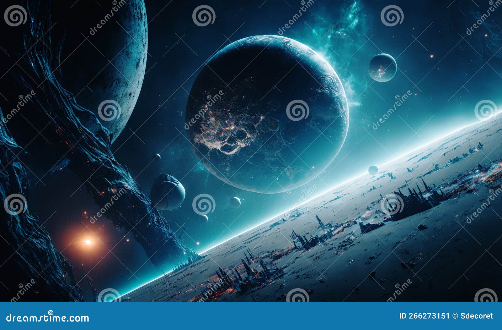 Space Planets Background. Distant Planetscape in Cosmos with Exoplanets ...