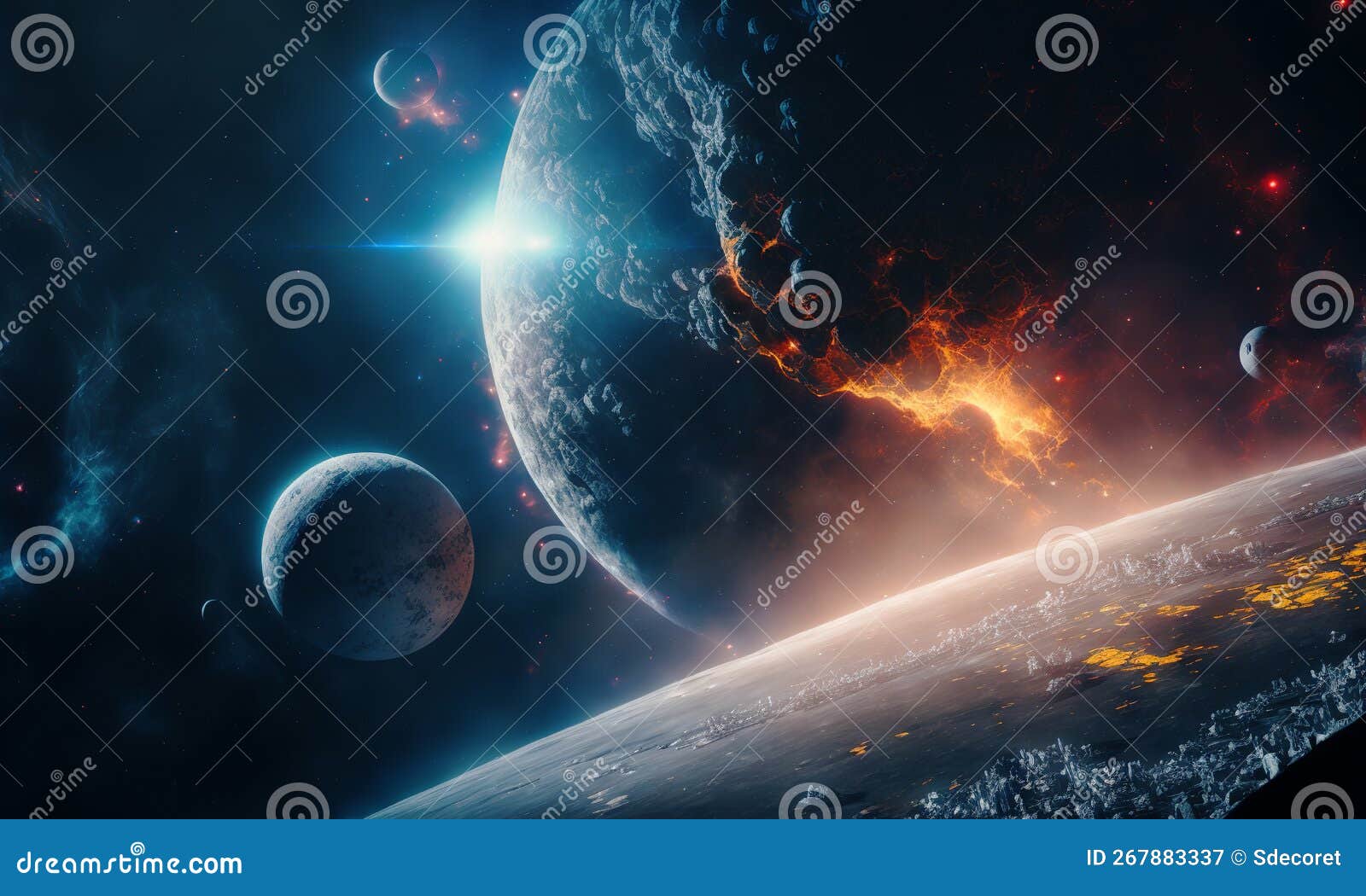 Space Planets Background. Distant Planetscape in Cosmos with Exoplanets ...