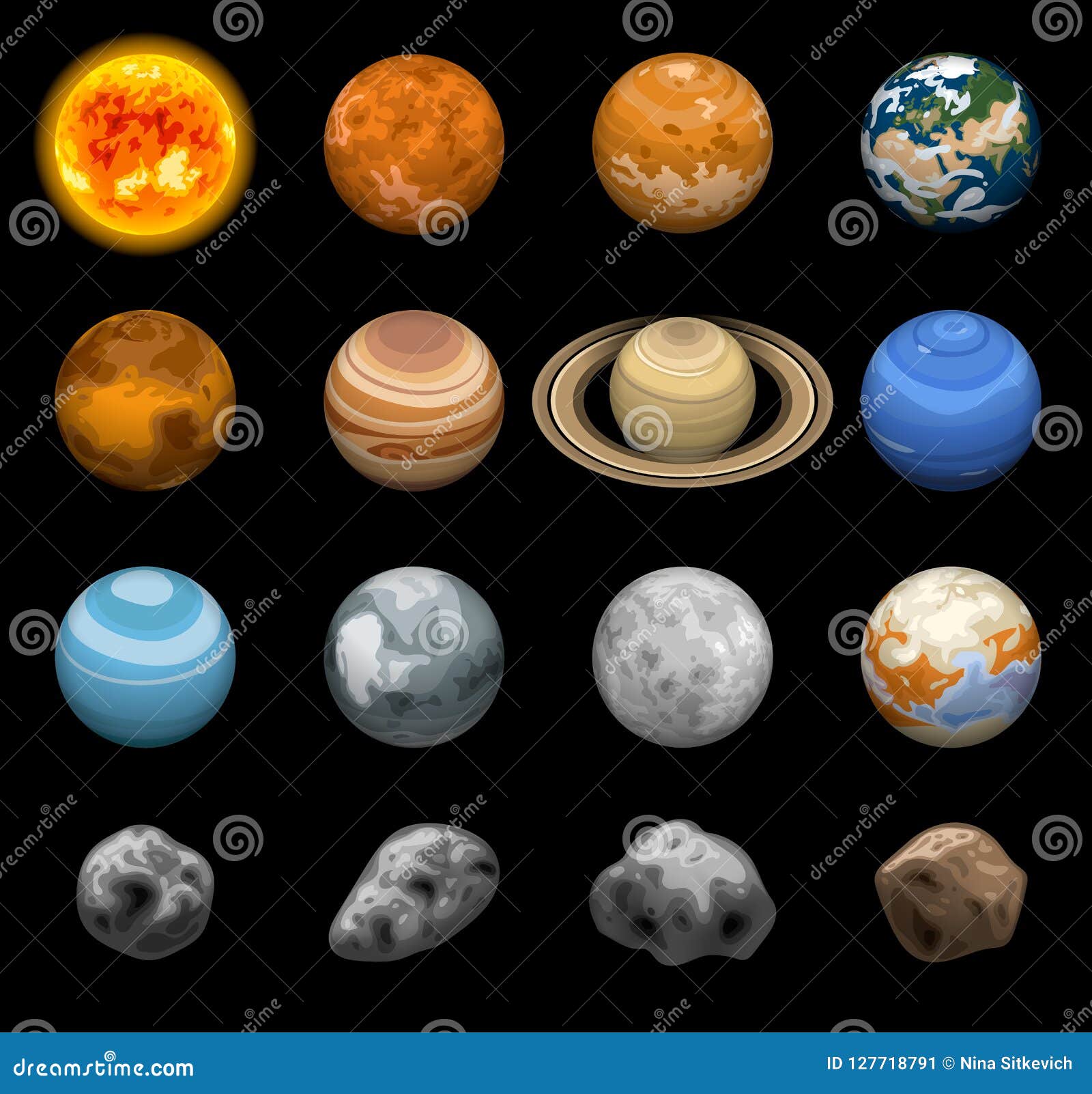 Space Planets Icon Set, Isometric Style Stock Vector - Illustration of ...