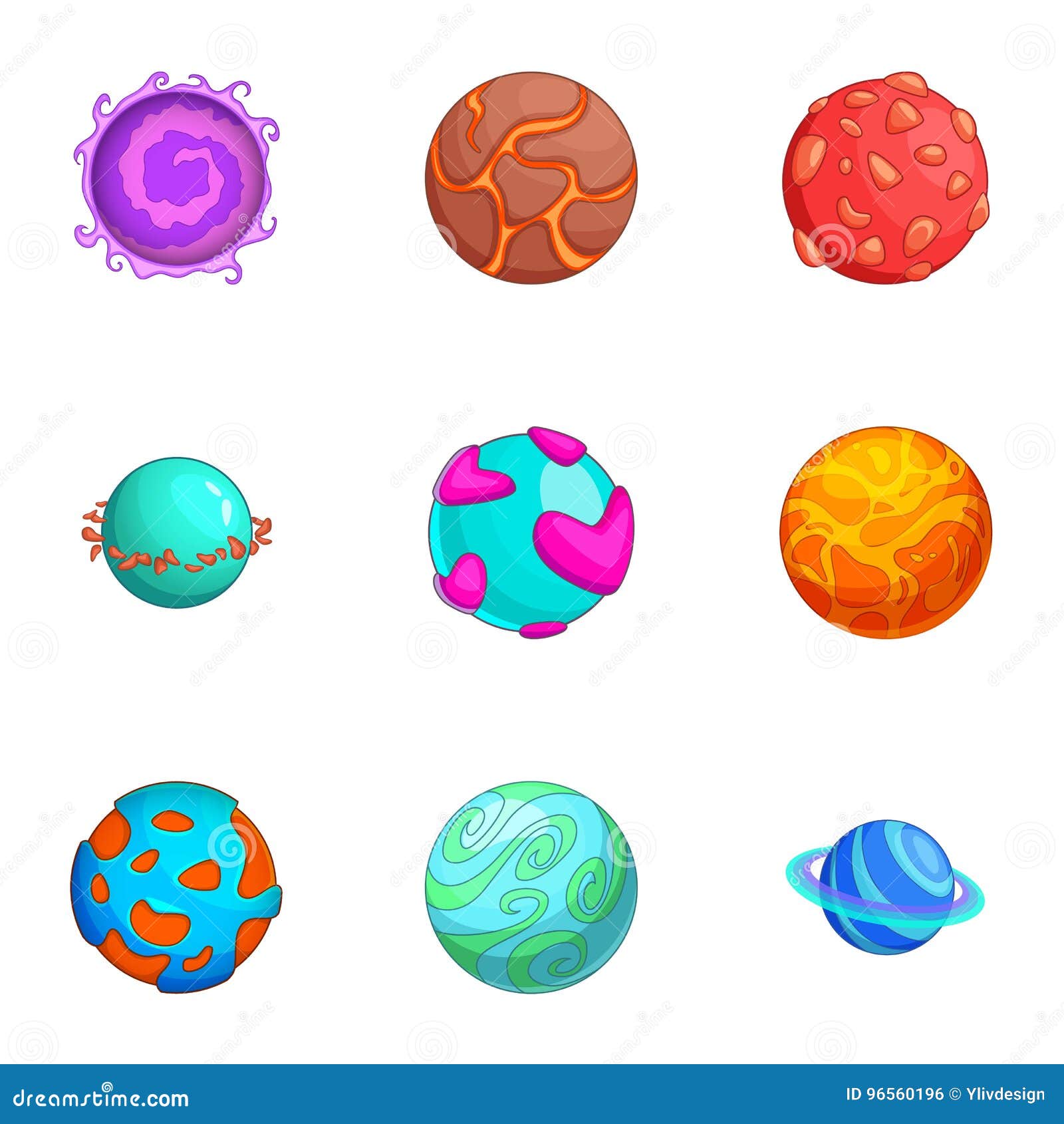 Space Planets Icons Set, Cartoon Style Stock Vector - Illustration of ...