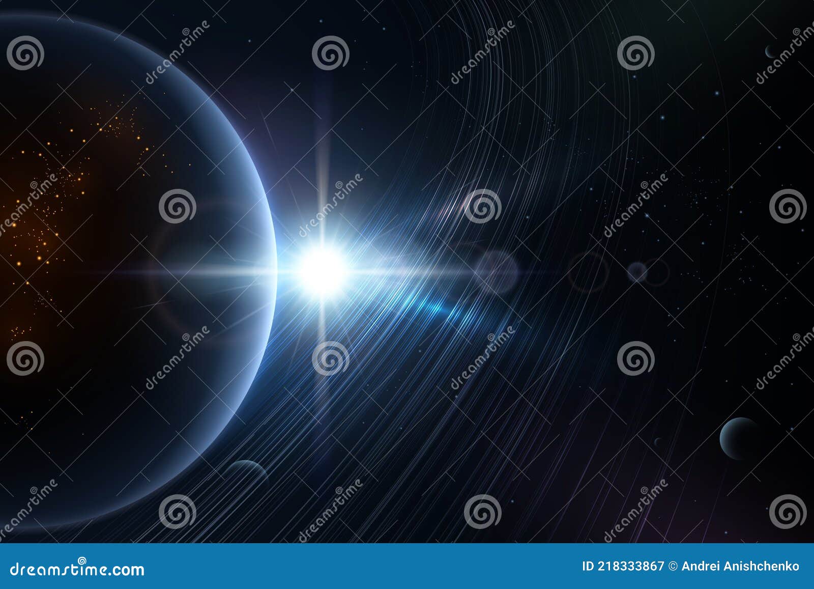 Space and Planets with Light Effect Stock Vector - Illustration of blue ...