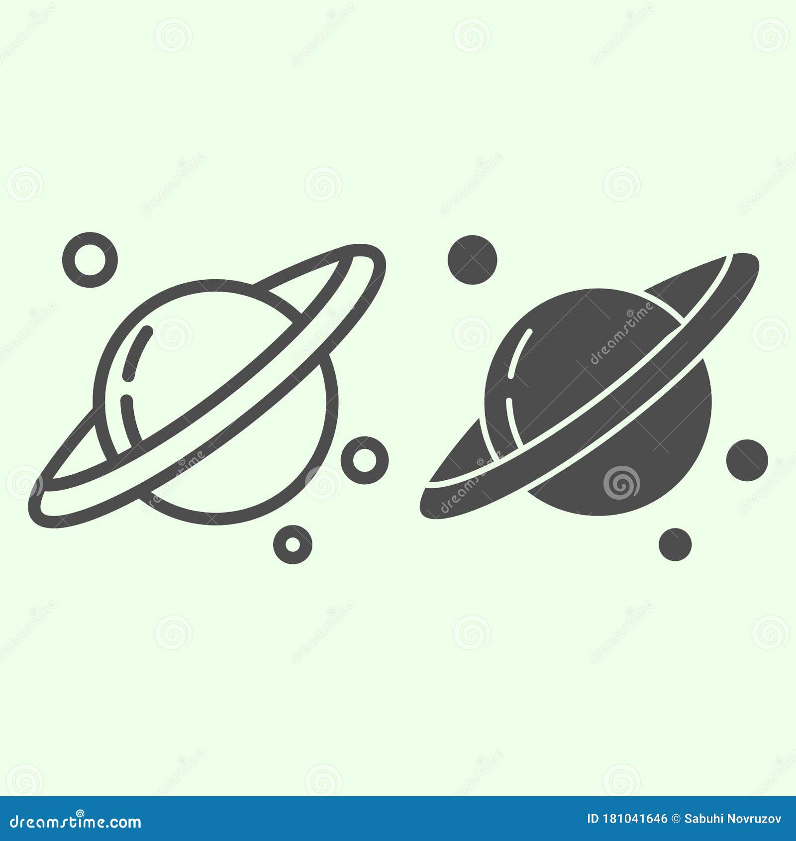 Space And Planets Line And Solid Icon. Planet Saturn With Solar ...