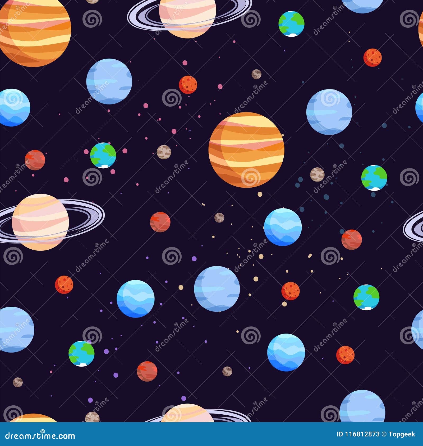 Space and Planets Pattern Vector Illustration Stock Vector ...