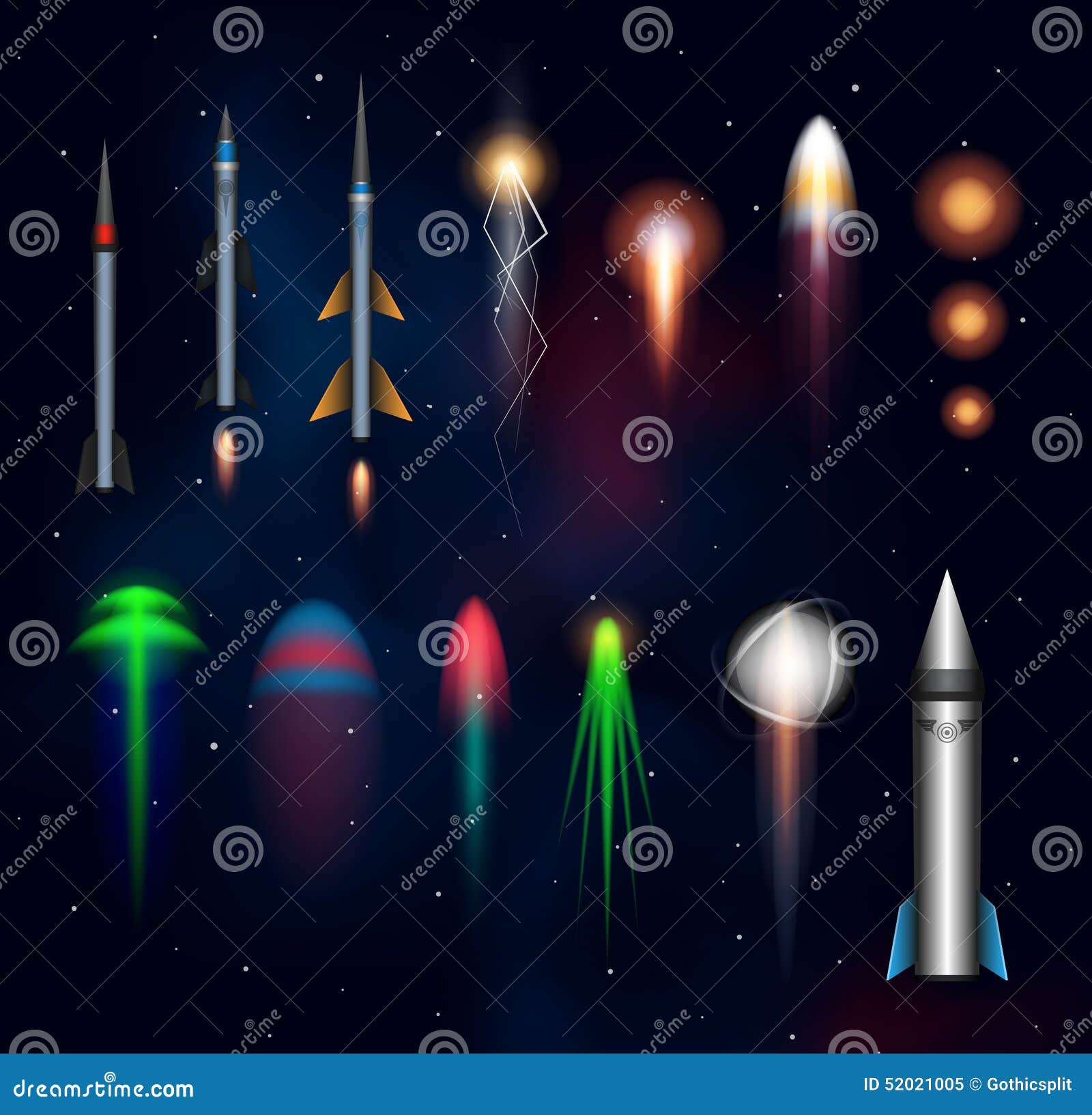 Space Plasmas, Laser Beams and Rockets Stock Vector - Illustration of ...
