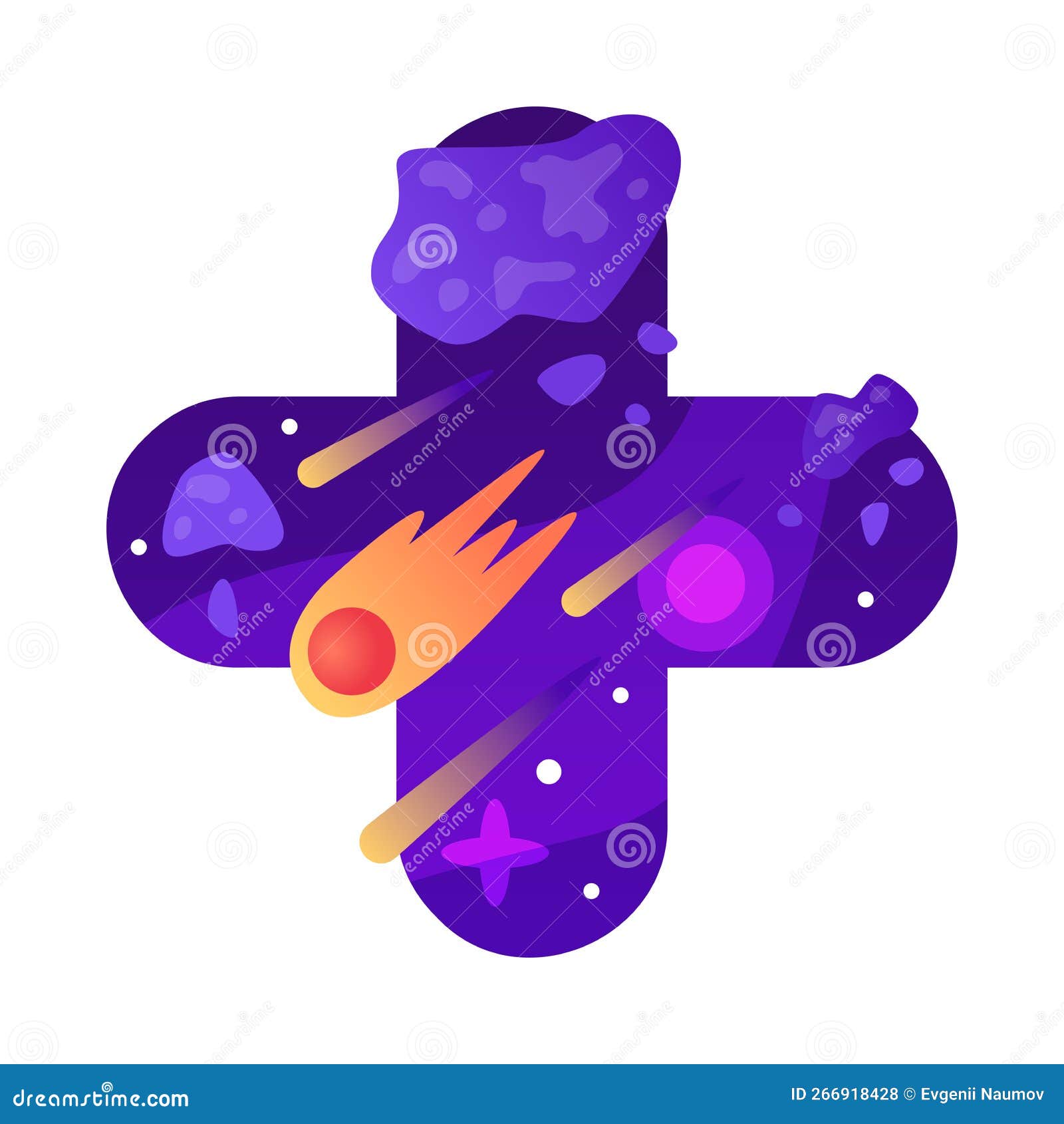 Space Plus Sign with Comet and Starry Sky Vector Illustration Stock ...