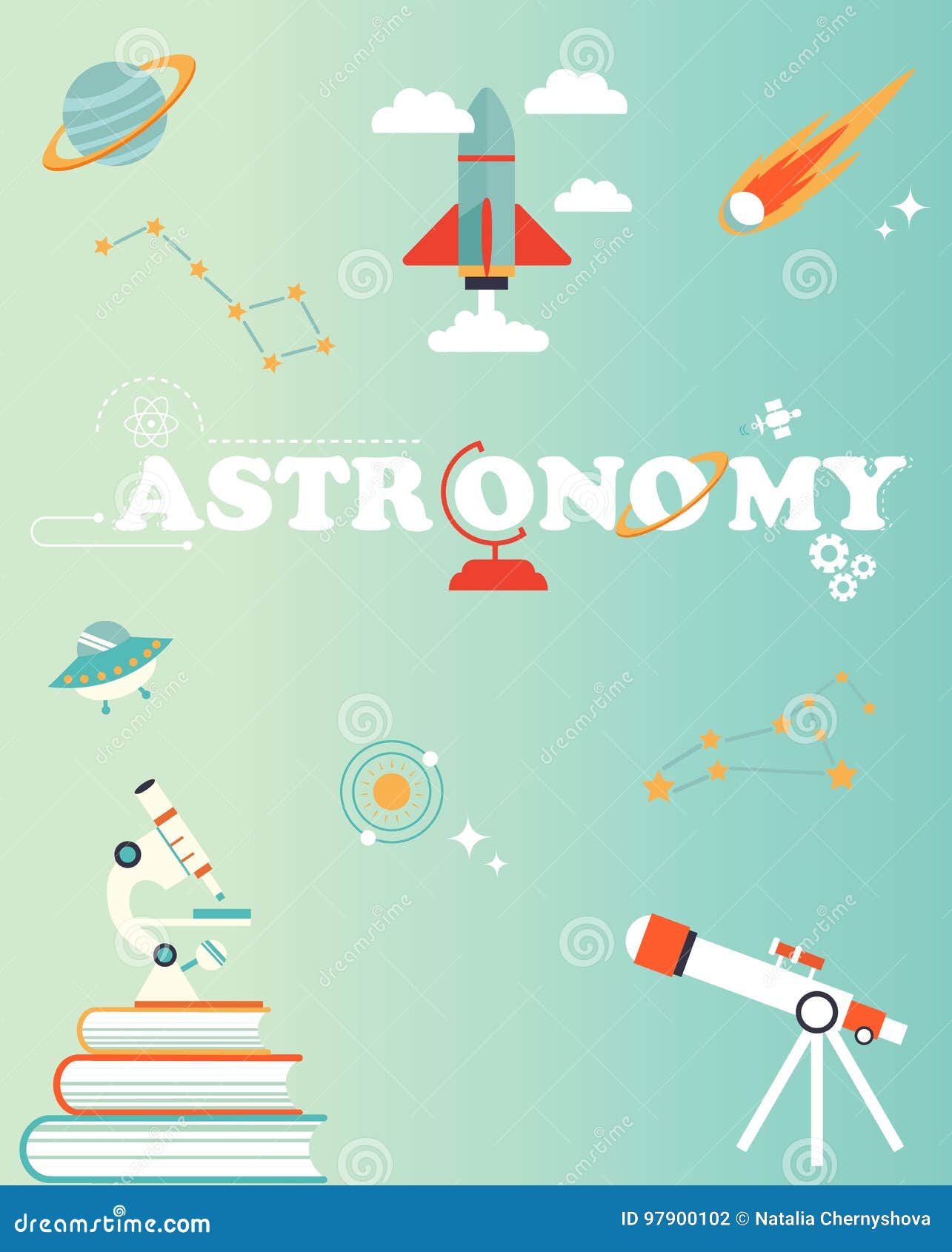 Poster With Microscope And Microbes Vector Illustration | CartoonDealer ...