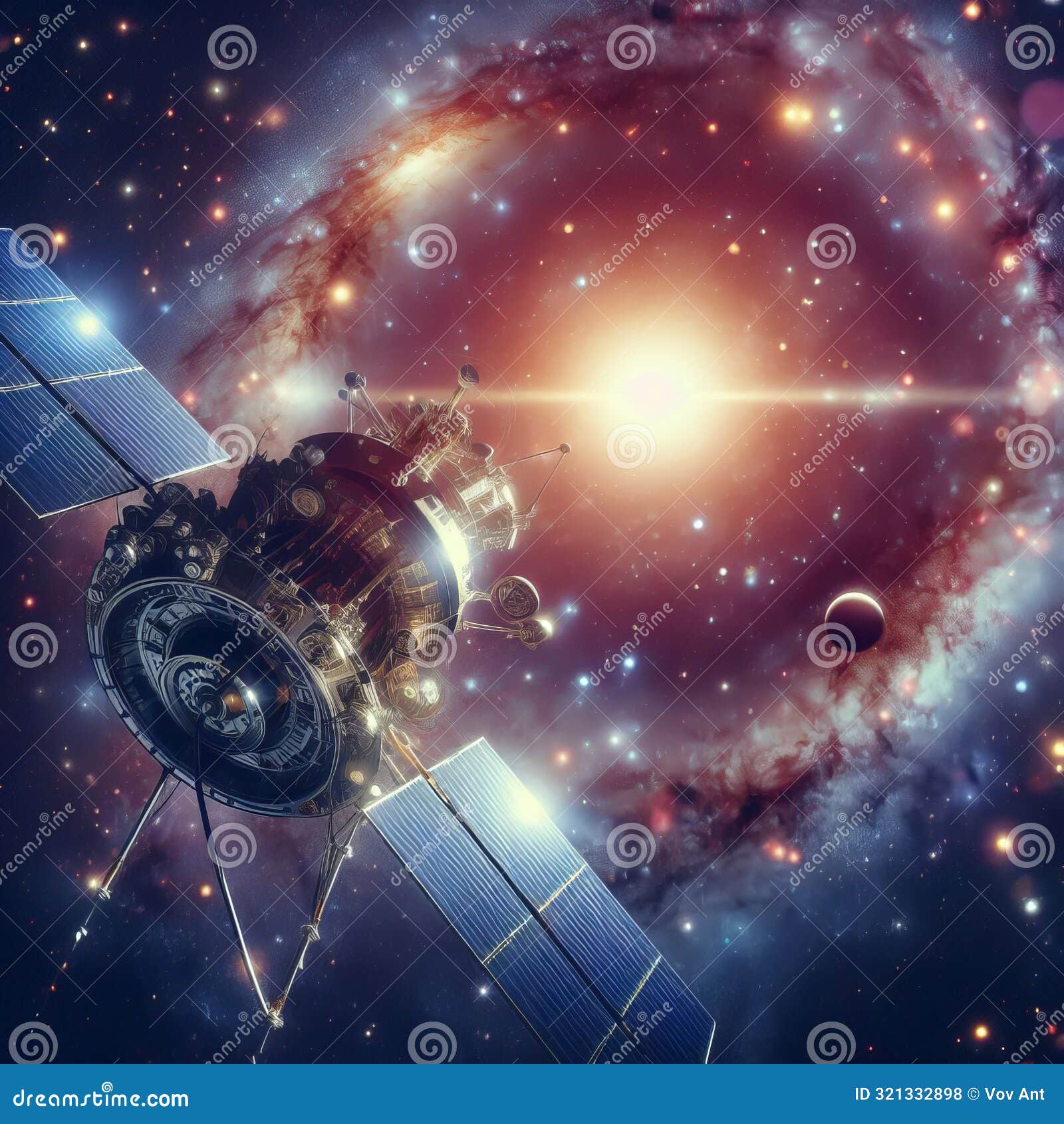 A Space Probe Entering a Distant Galaxy, Its Sensors Collectin Stock ...