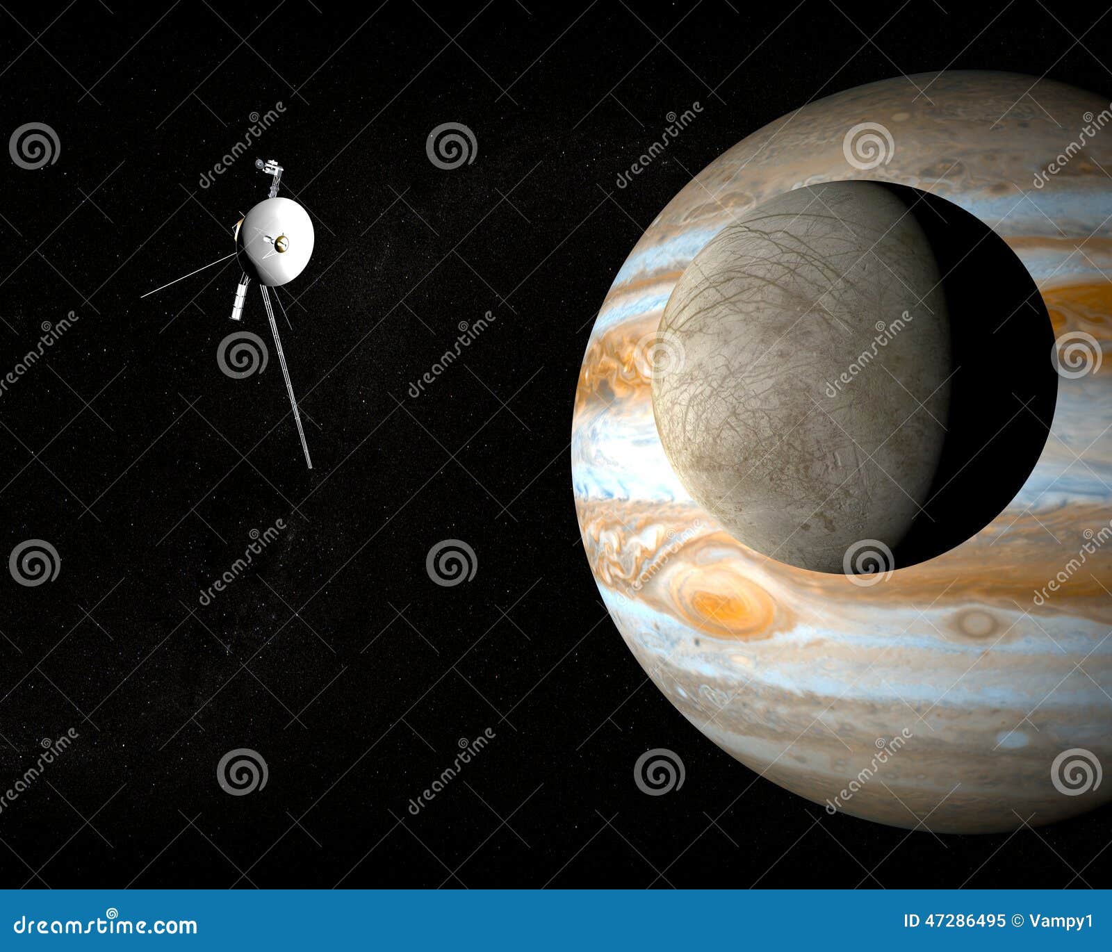 Space Probe Flight Near Rotating Planet Earth Stock Image ...