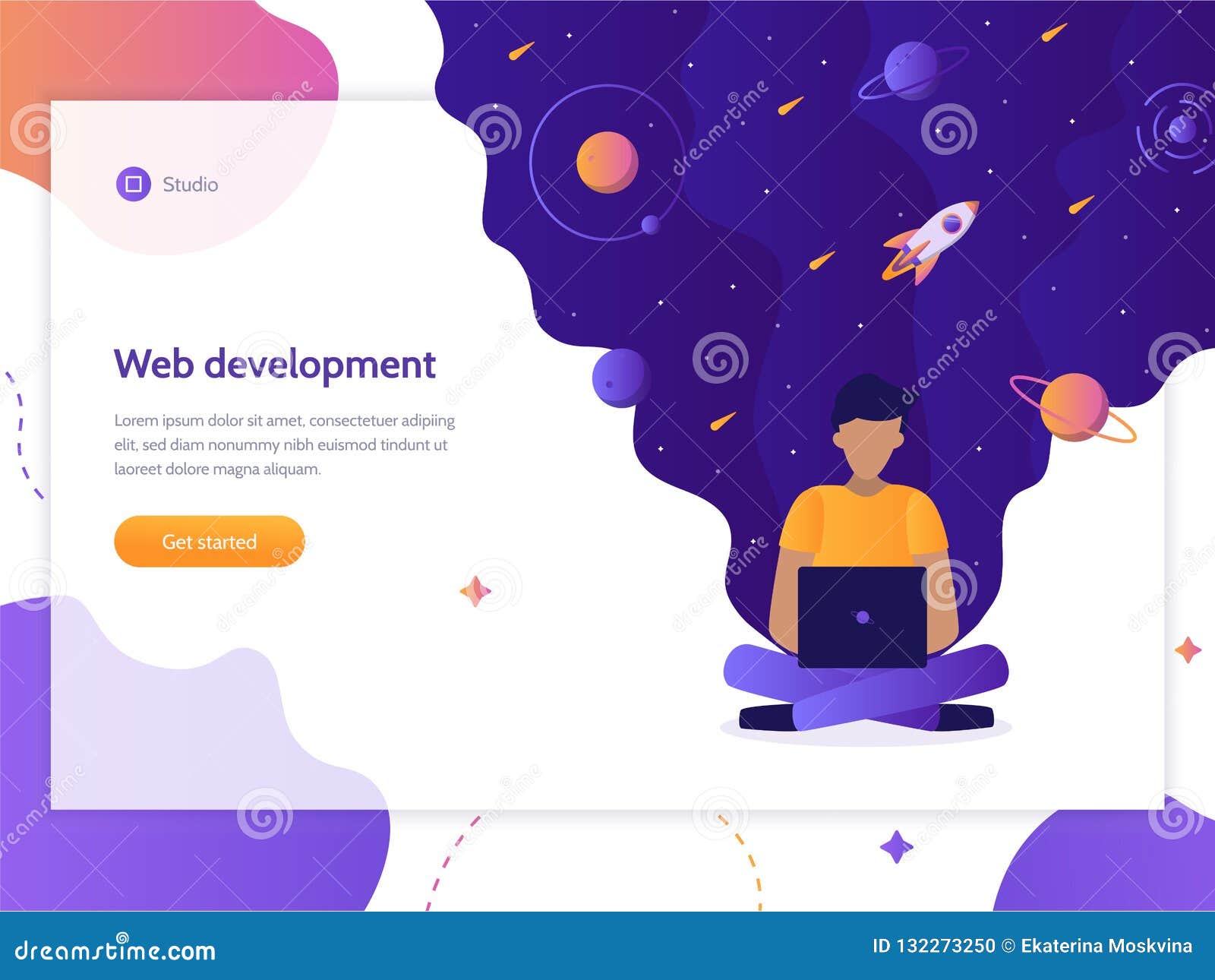 Space Programming Web Banner Stock Vector - Illustration of planet ...