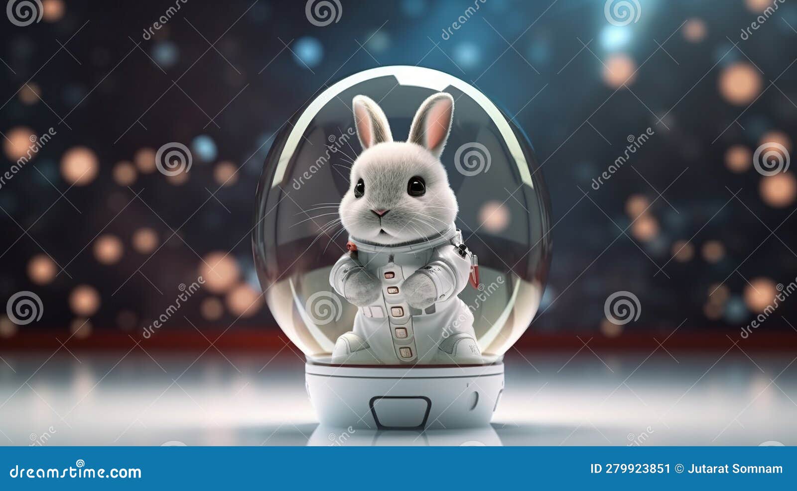 Space Rabbit in a Glass Jar with Ai Generated Stock Illustration ...