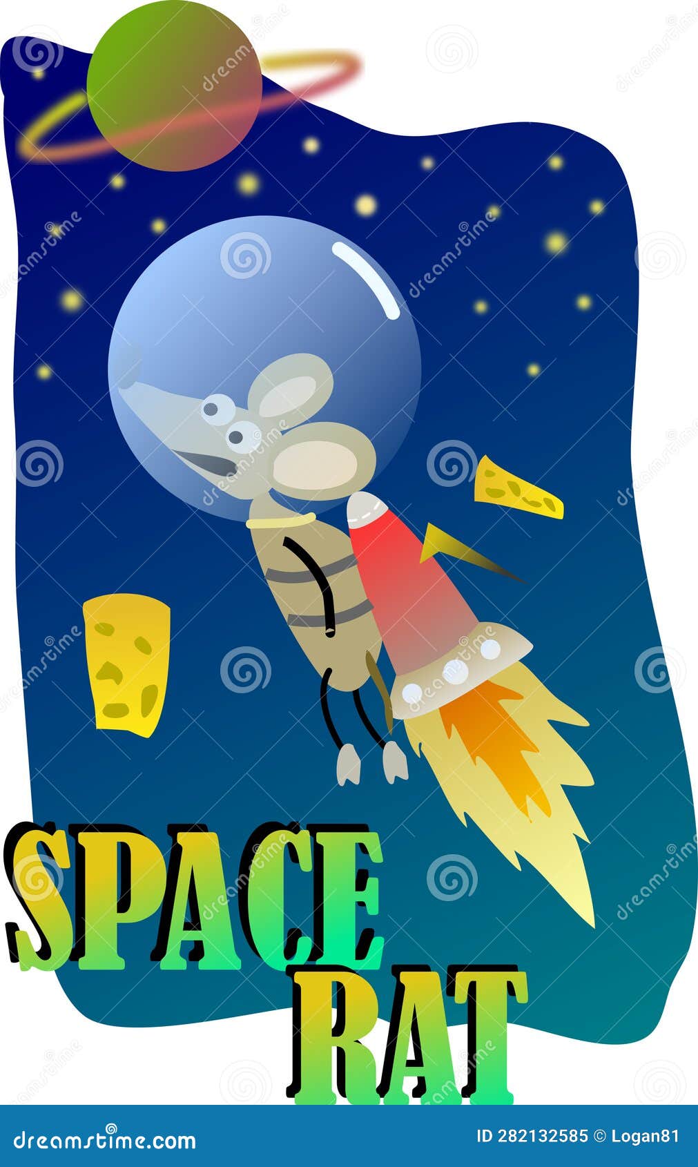 Space Rat Image with Rocket Stock Vector - Illustration of drawing ...