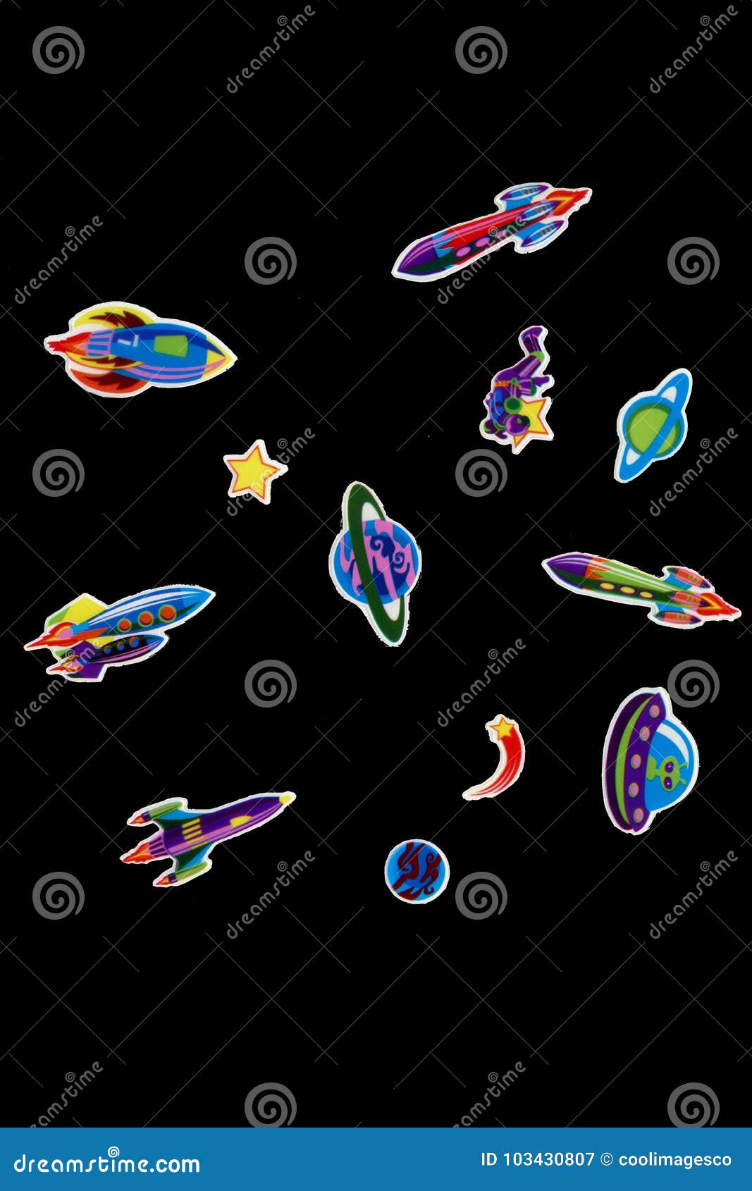 Space Related Stickers on an Isolated Background Stock Illustration ...