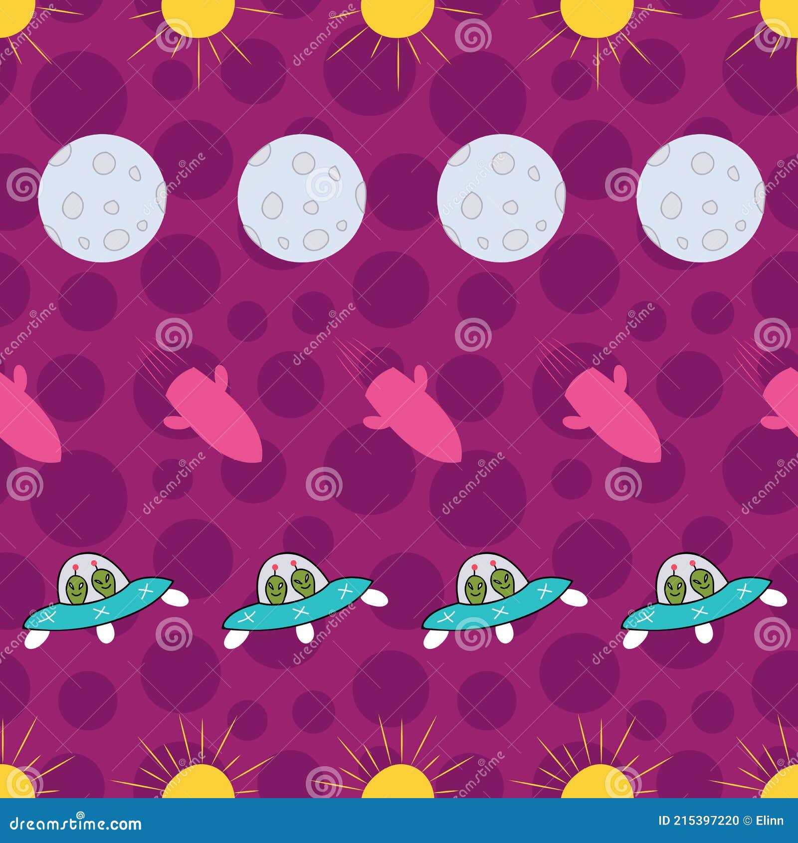 Space Repeat Pattern on Purple Background Stock Vector - Illustration ...