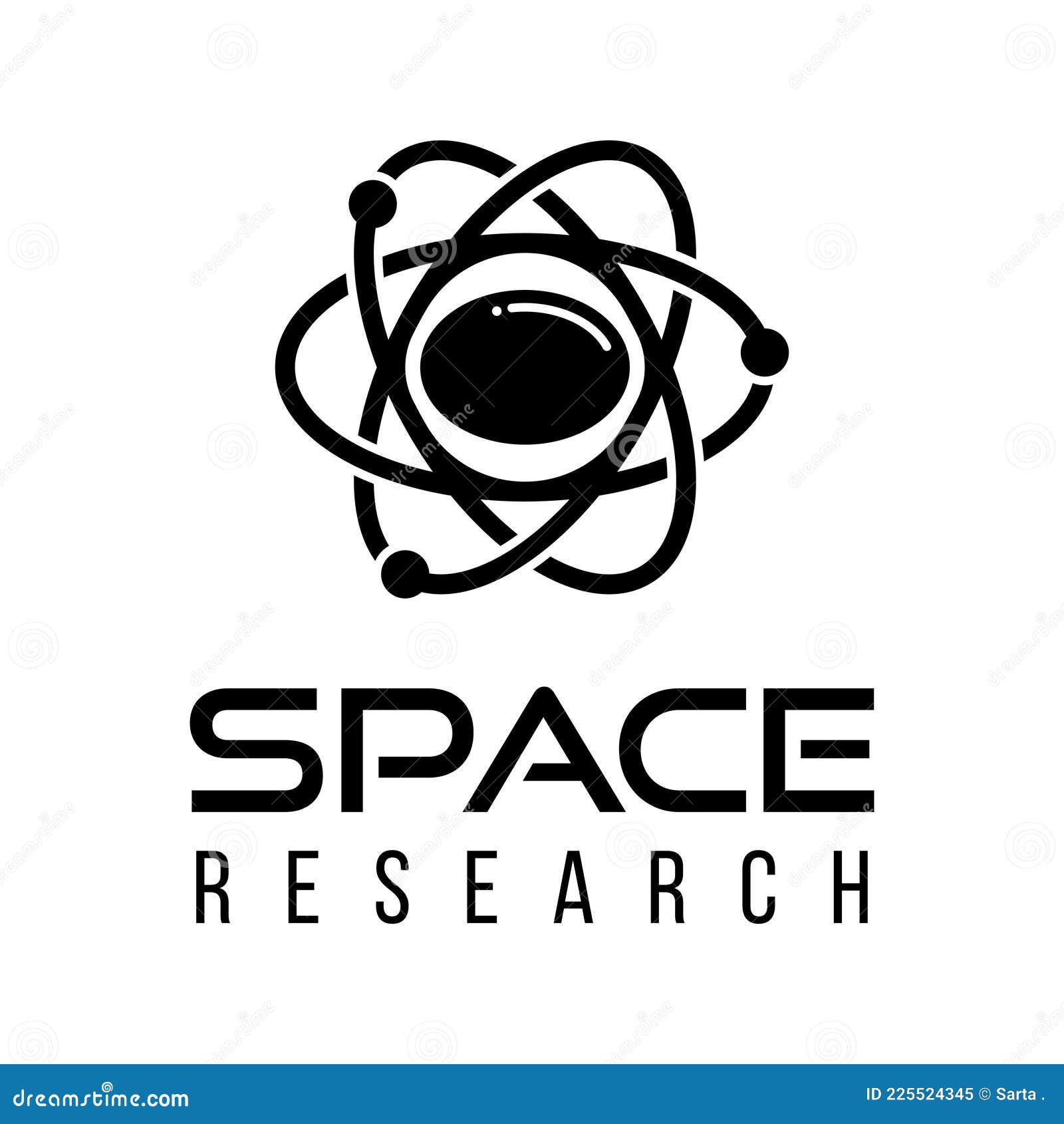 Space Research Logo with Astronaut Helmet and Atom Symbol Stock Vector ...