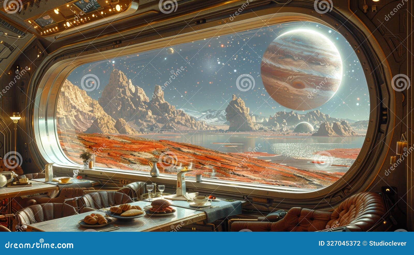 Space Restaurant with Stunning Planetary View - Generative Ai Stock ...