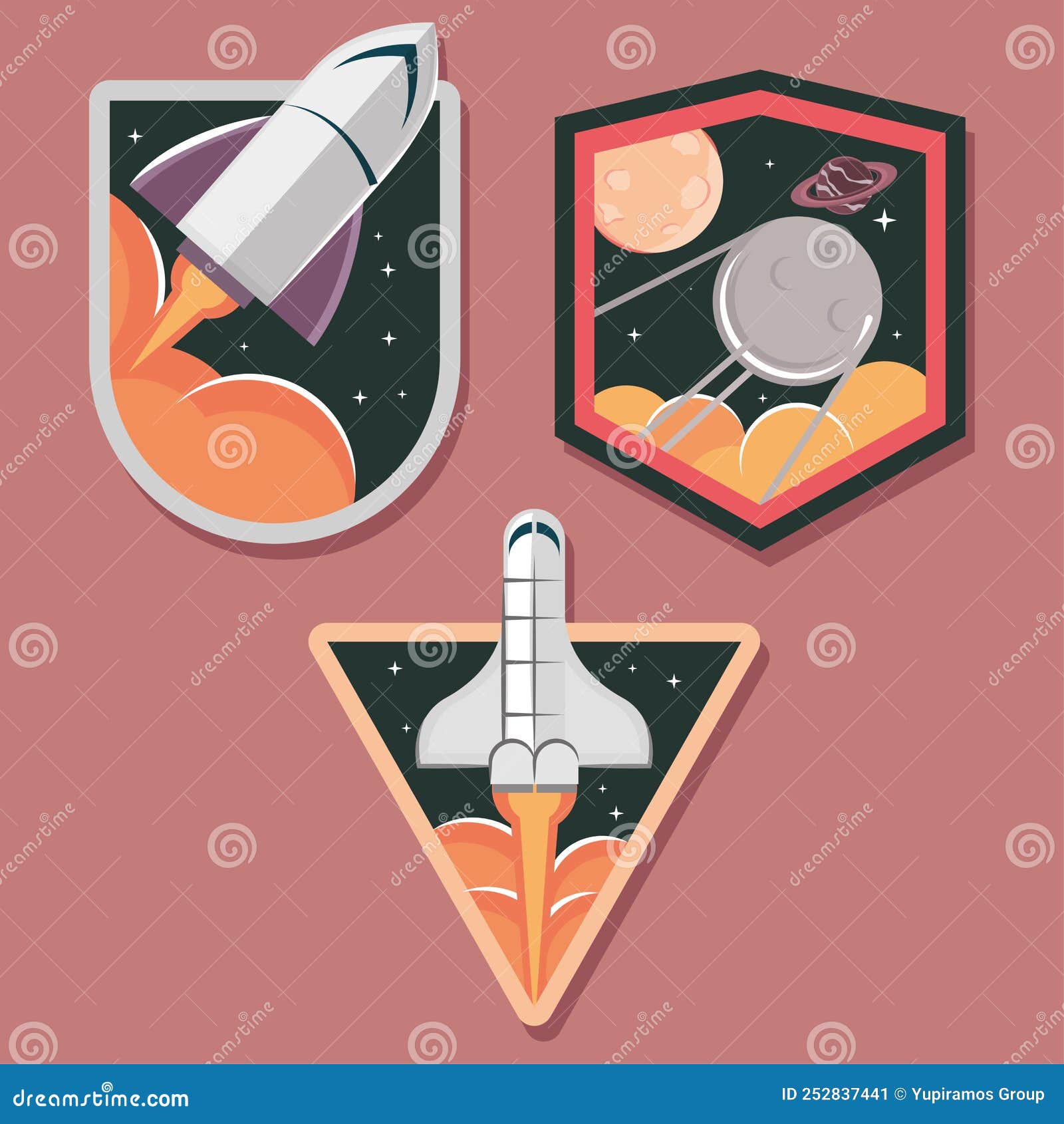 Space retro badges stock vector. Illustration of badges - 252837441
