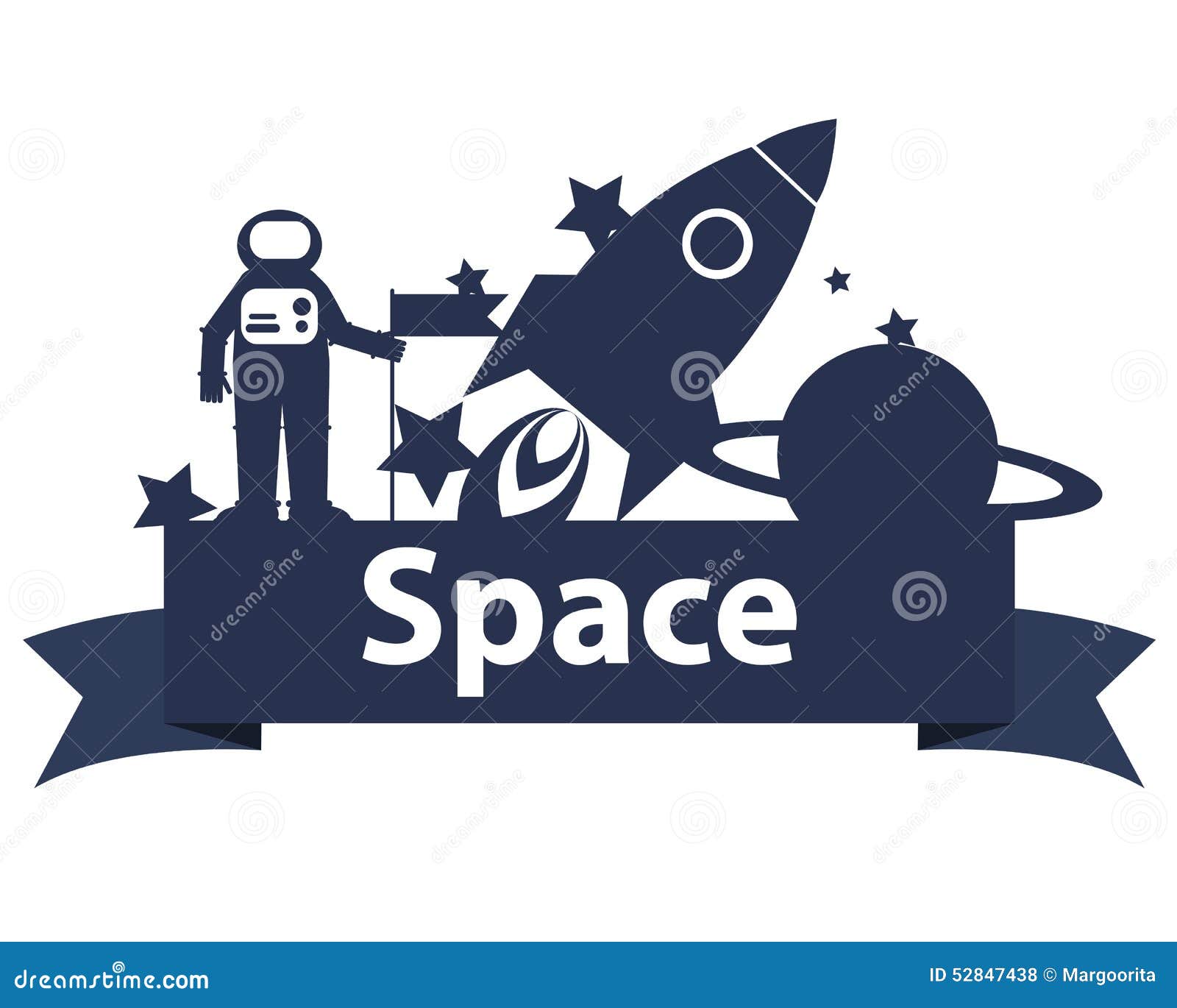 Space on the ribbon stock vector. Illustration of star - 52847438