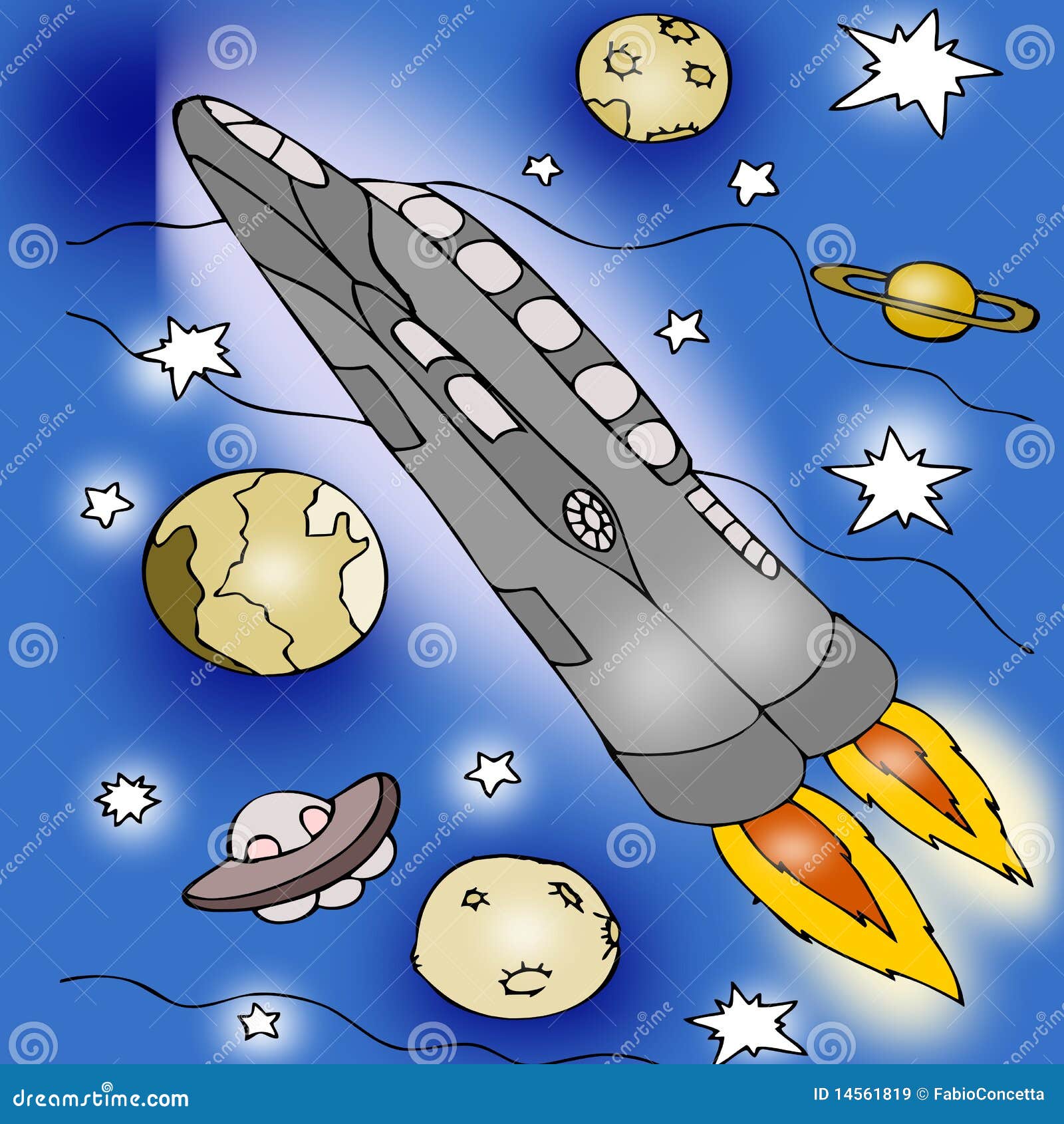 The space rocket stock illustration. Illustration of drawing - 14561819