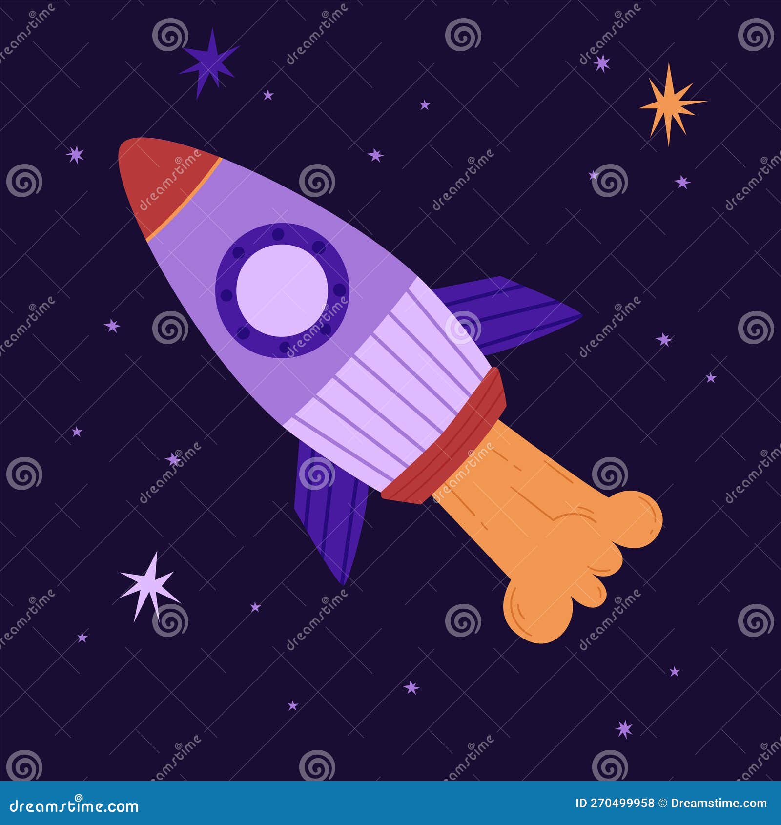Space Rocket on the Background of the Starry Sky Vector Illustration ...