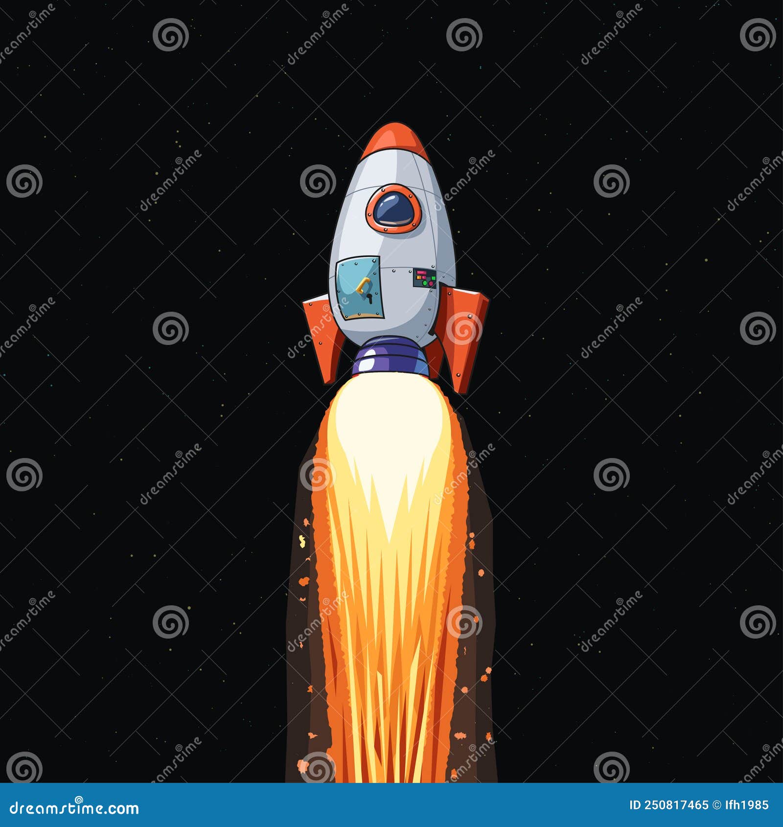 Space Rocket with Blowing Engine in Space Stock Vector - Illustration ...