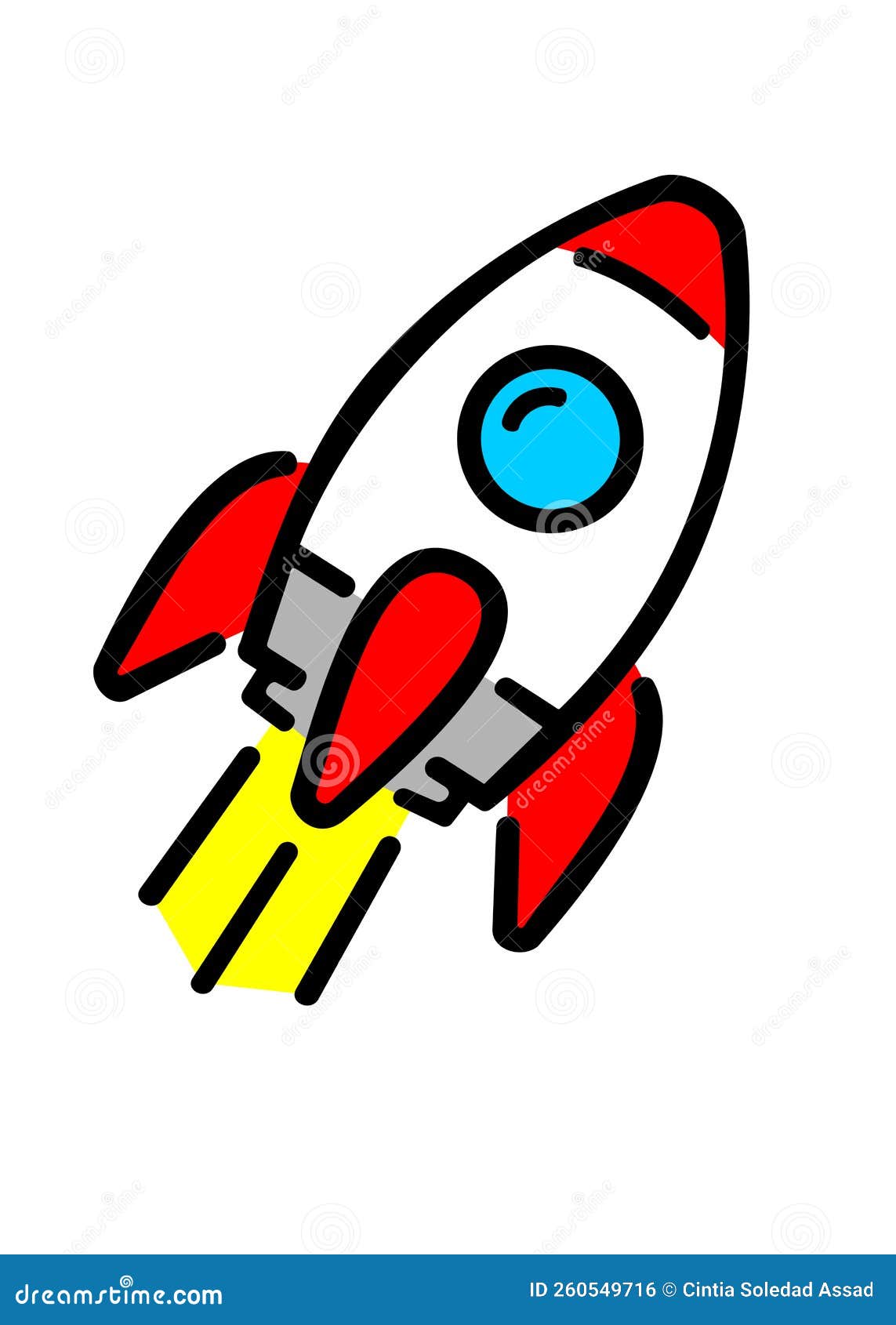 SPACE ROCKET CARTOON with COLORS, ISOLATED DRAWING Stock Illustration ...