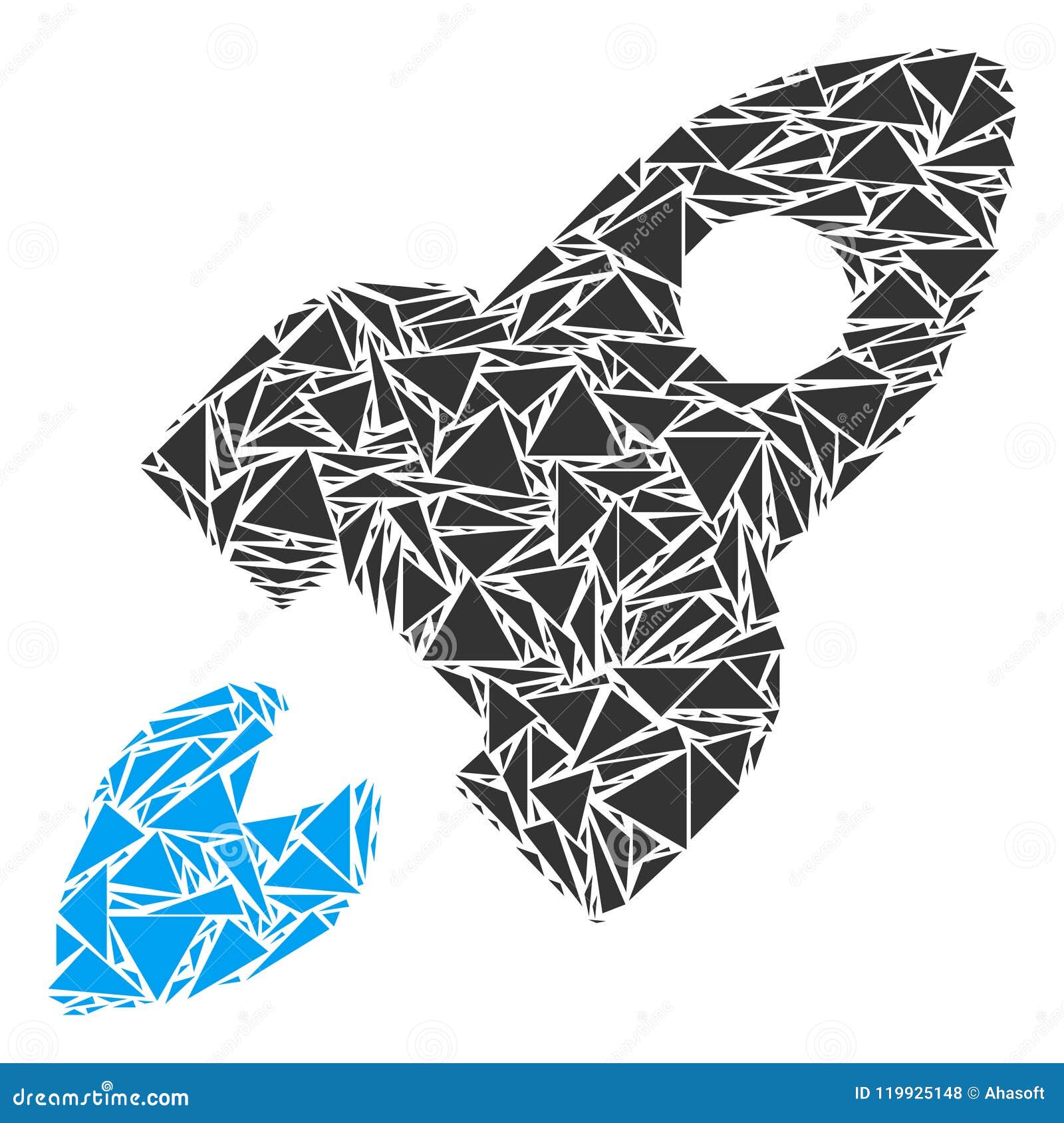 Space Rocket Collage of Triangles Stock Vector - Illustration of ...