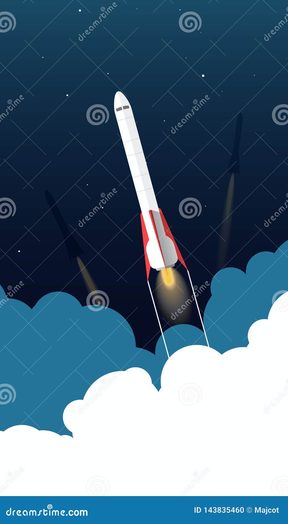 Space rocket concept stock vector. Illustration of flat - 143835460