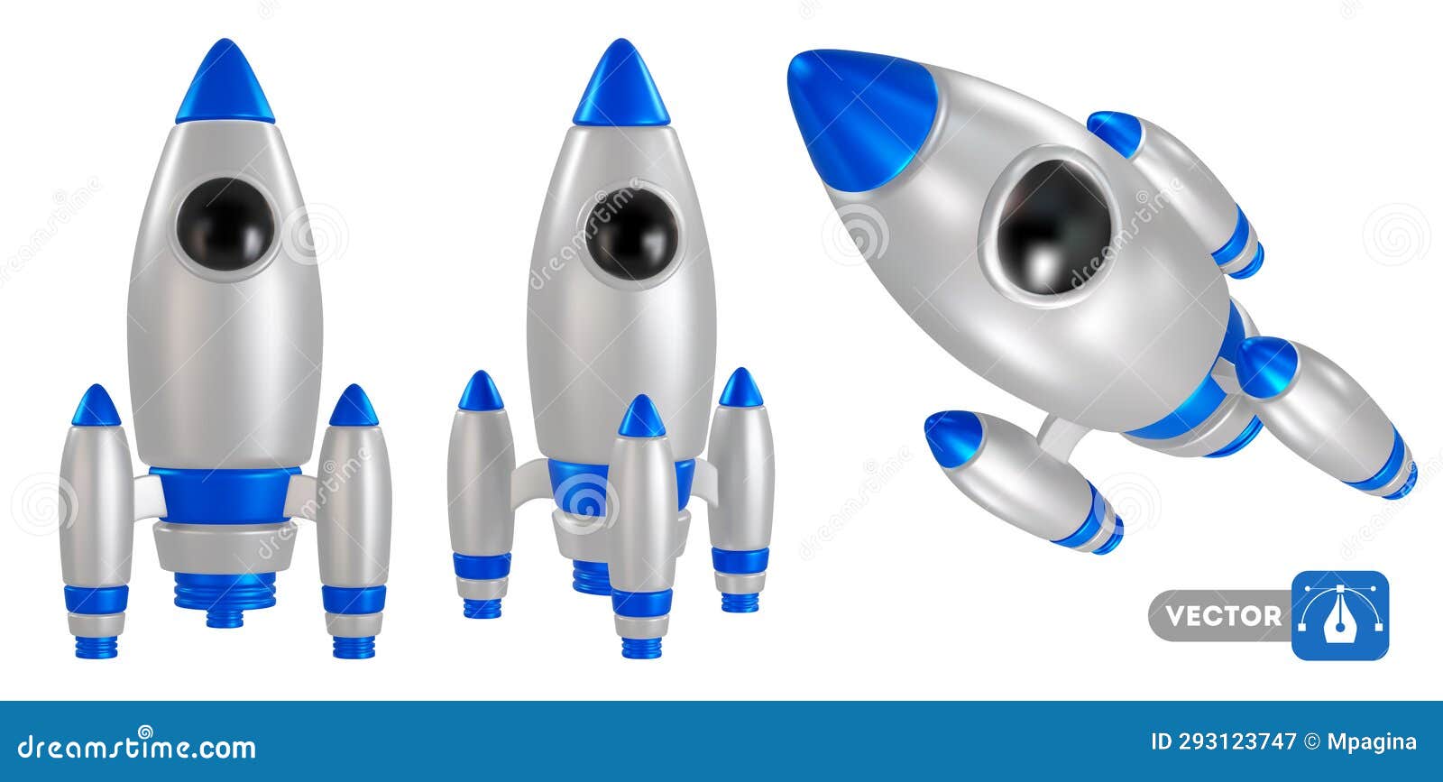 Space Rocket 3D Set stock illustration. Illustration of ship - 293123747