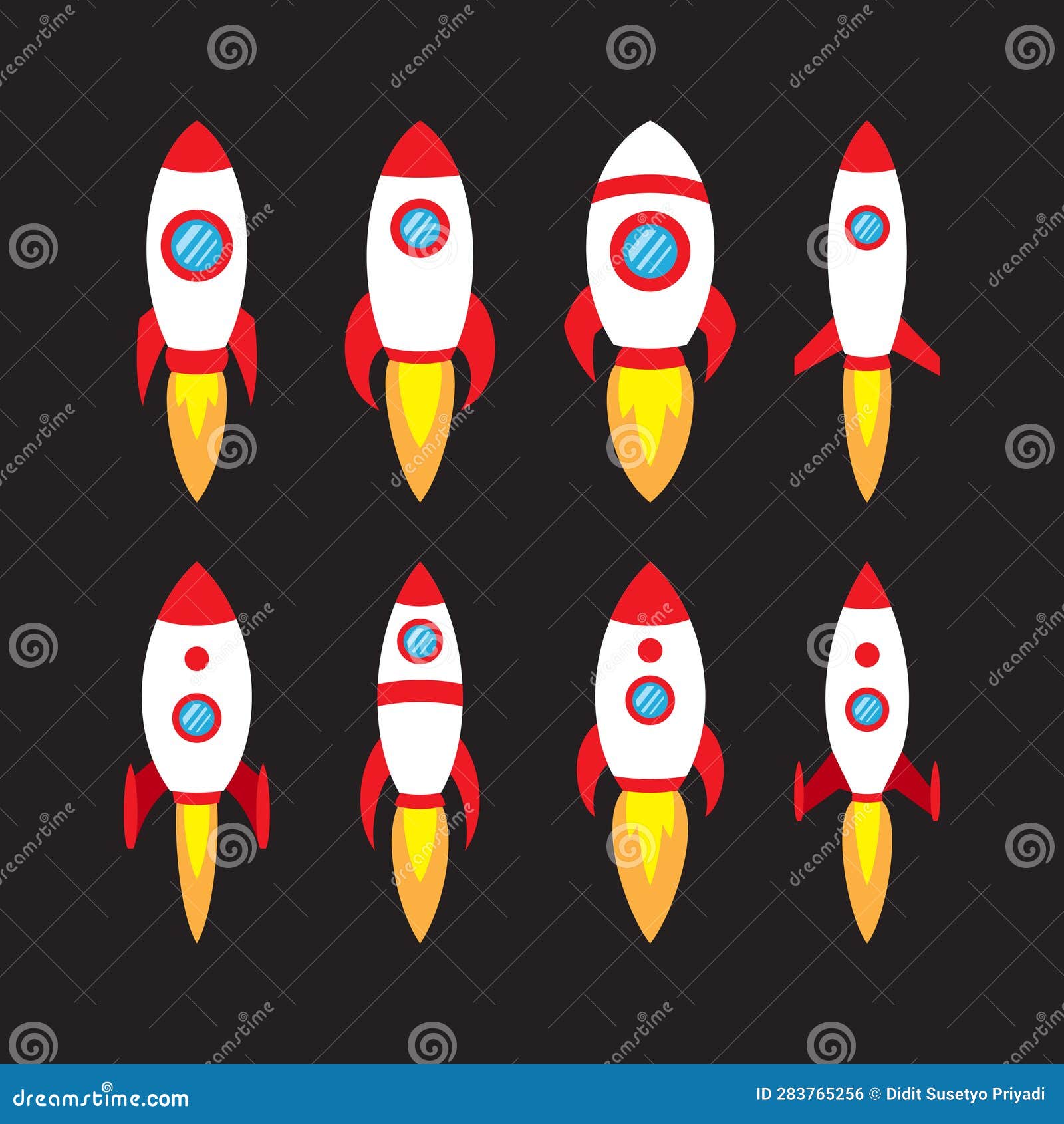 Space Rocket Design Collection Set Stock Vector - Illustration of icon ...